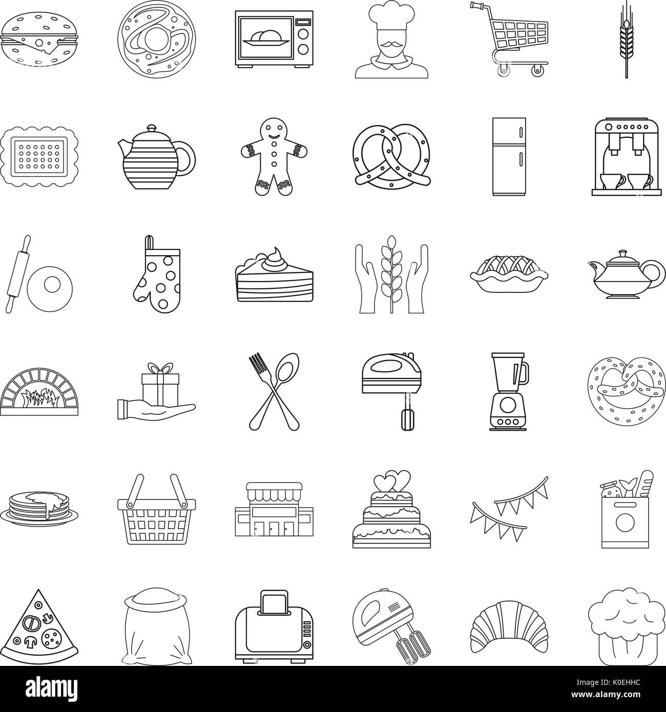 Eating icons set, outline style Stock Vector Image & Art - Alamy