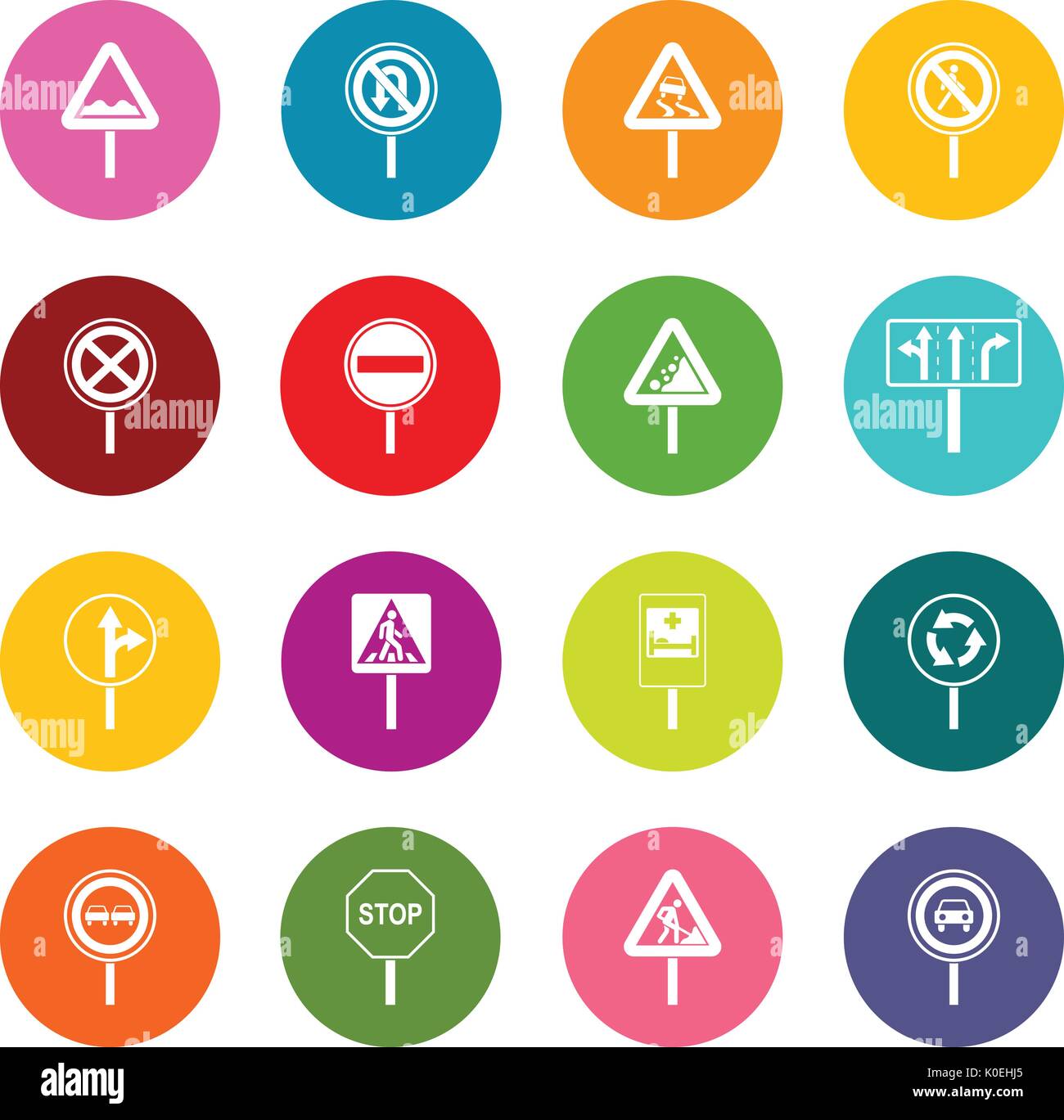 Different road signs icons many colors set Stock Vector Image & Art - Alamy