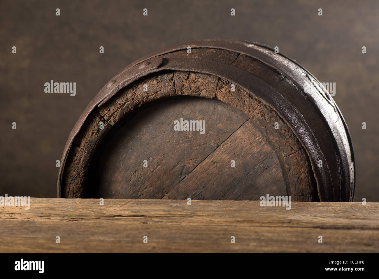 Old Wooden Beer Barrel on the Dark Background Stock Photo - Alamy