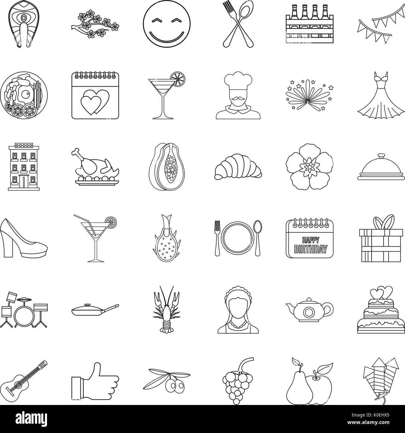 Party icons set, outline style Stock Vector Image & Art - Alamy