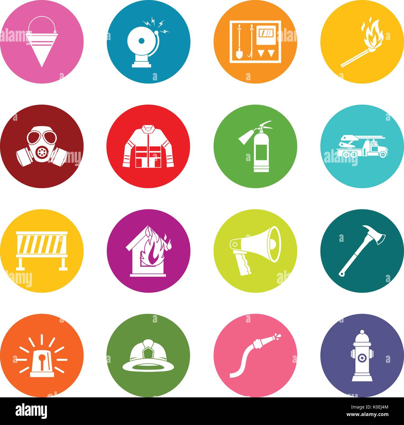Fireman tools icons many colors set Stock Vector Image & Art - Alamy