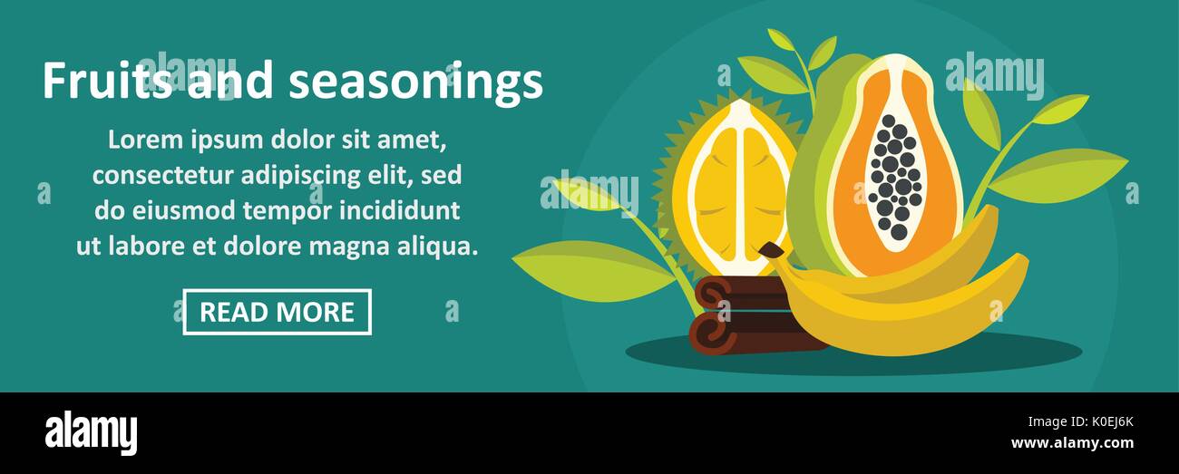 Fruits and seasonings banner horizontal concept Stock Vector Image ...