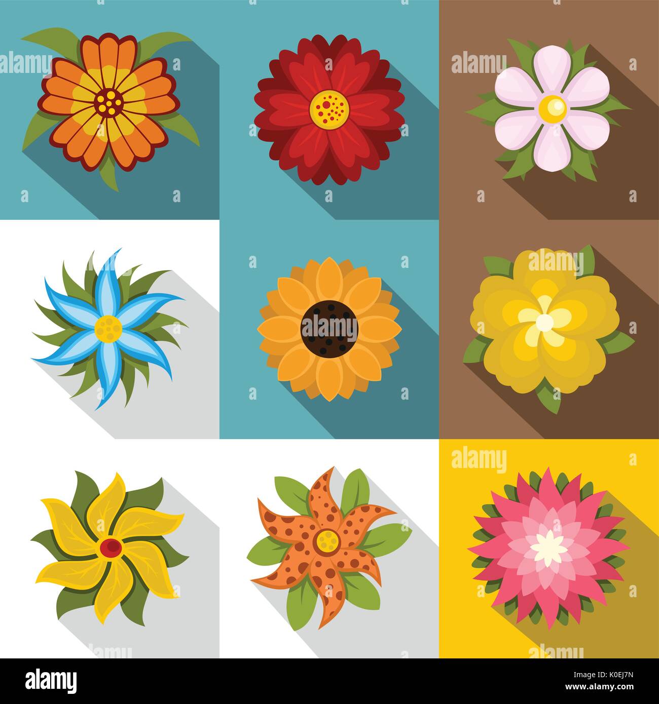 Different flowers icons set, flat style Stock Vector Image & Art - Alamy