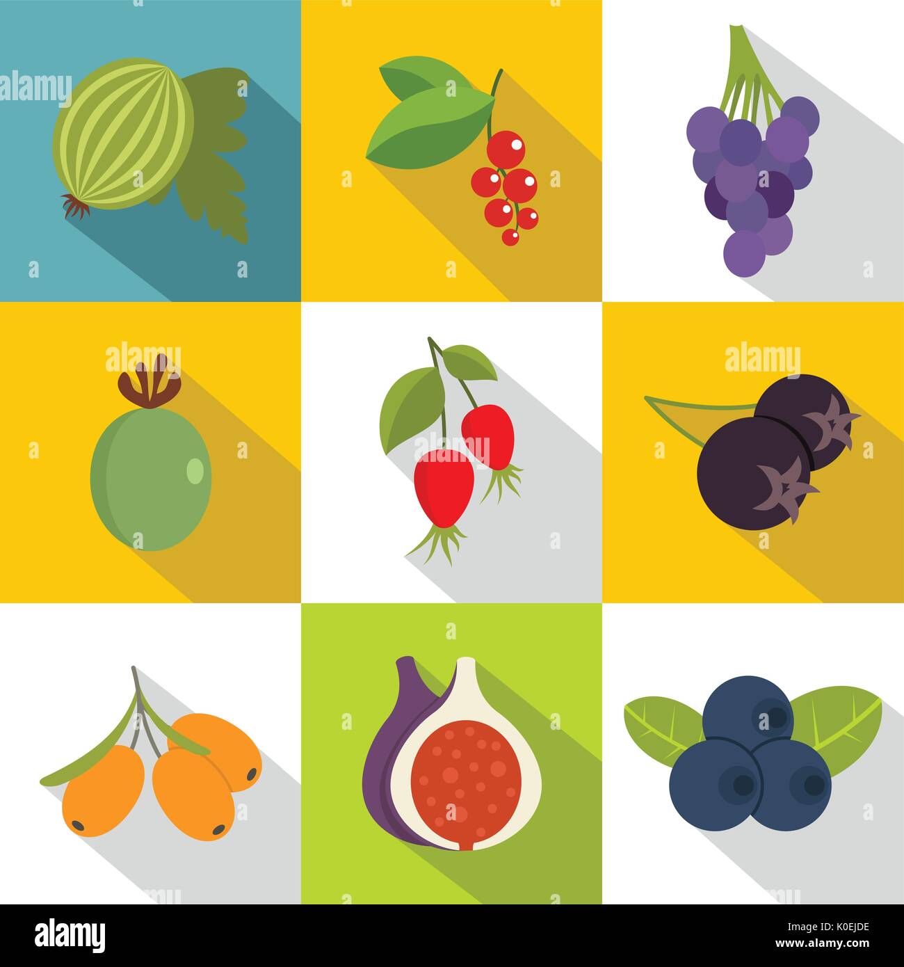 Summer fruits icons set, flat style Stock Vector Image & Art - Alamy