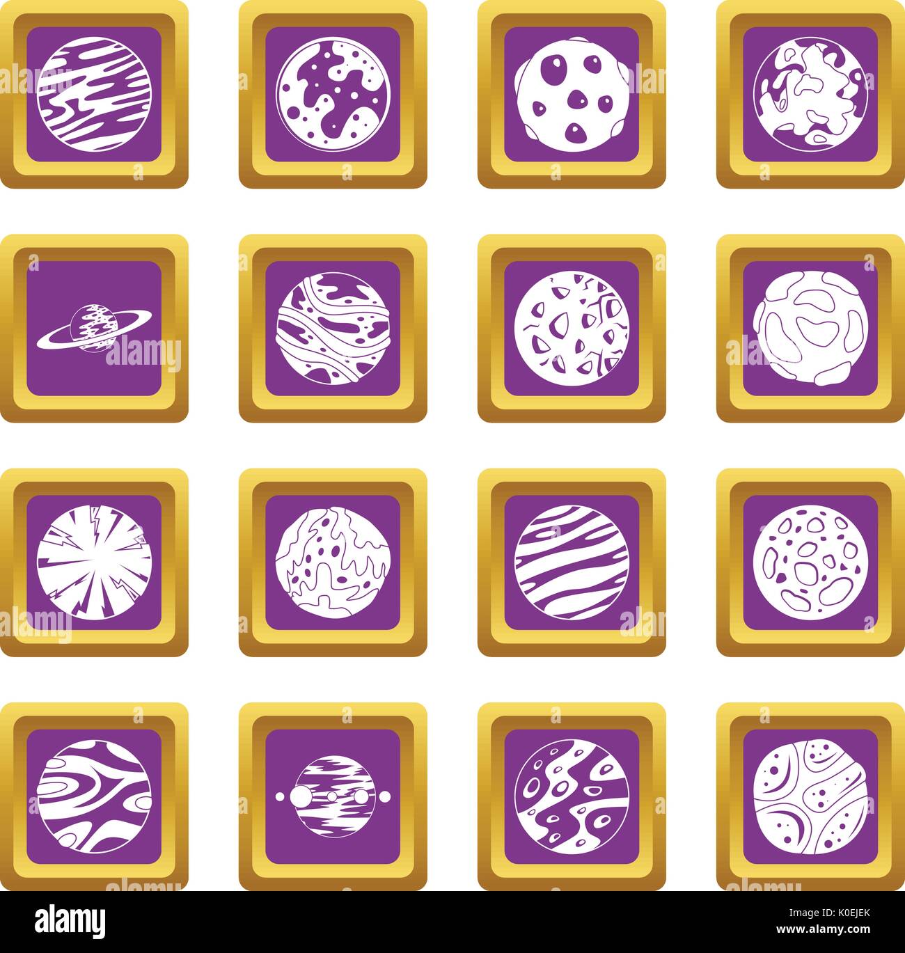 Fantastic planets icons set purple Stock Vector Image & Art - Alamy