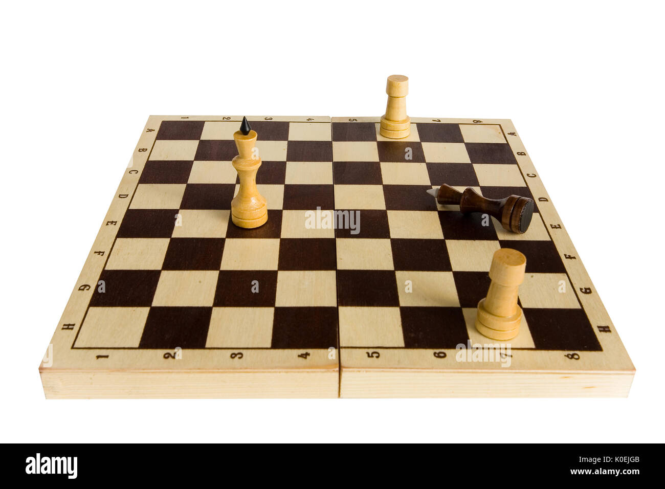 Endgame. The black chess king is defeated and lies on the board Stock ...