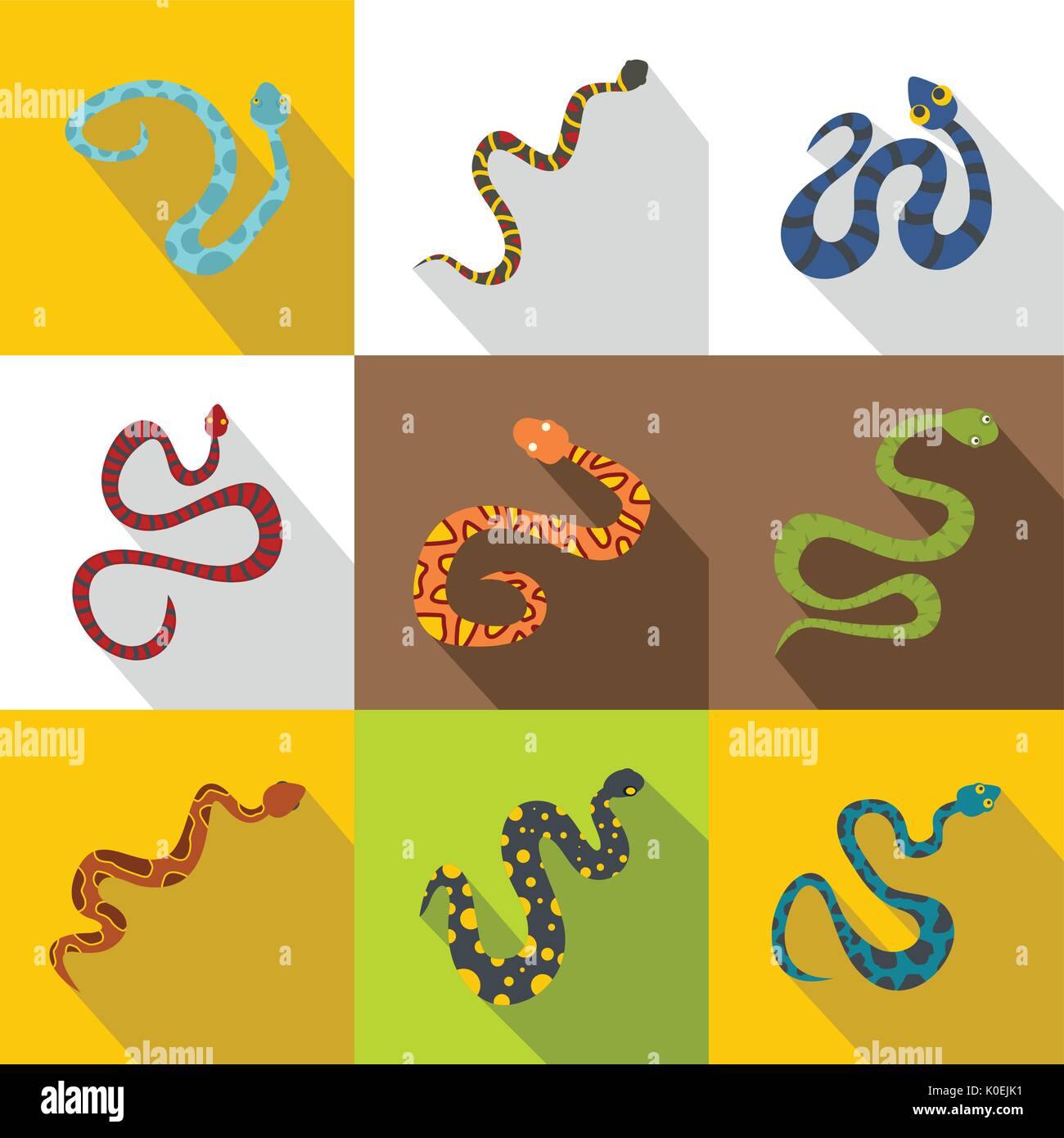 Different snake icons set, flat style Stock Vector Image & Art - Alamy