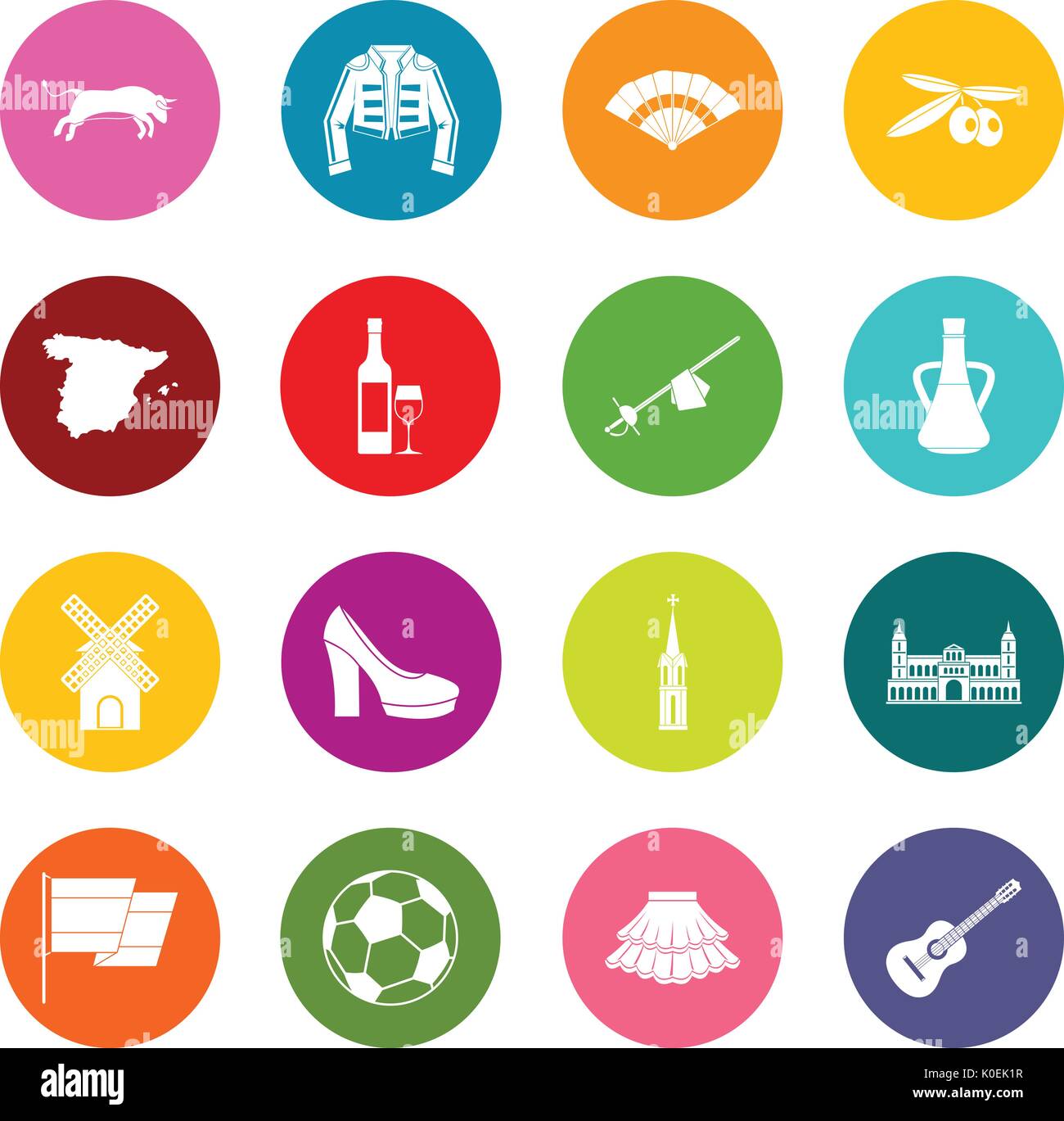 Spain travel icons many colors set Stock Vector Image & Art - Alamy