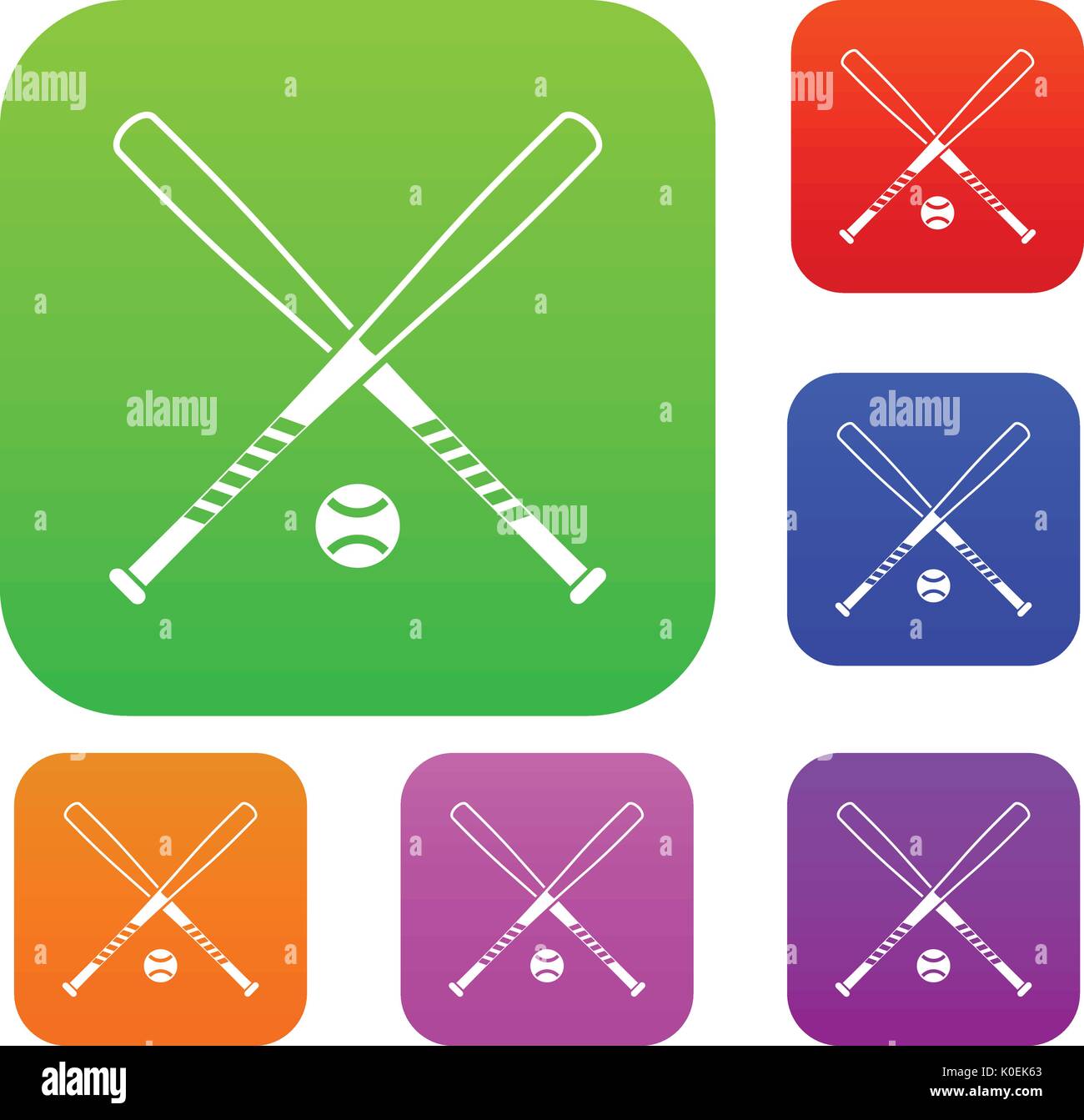 Crossed baseball bats and ball set collection Stock Vector Image & Art ...