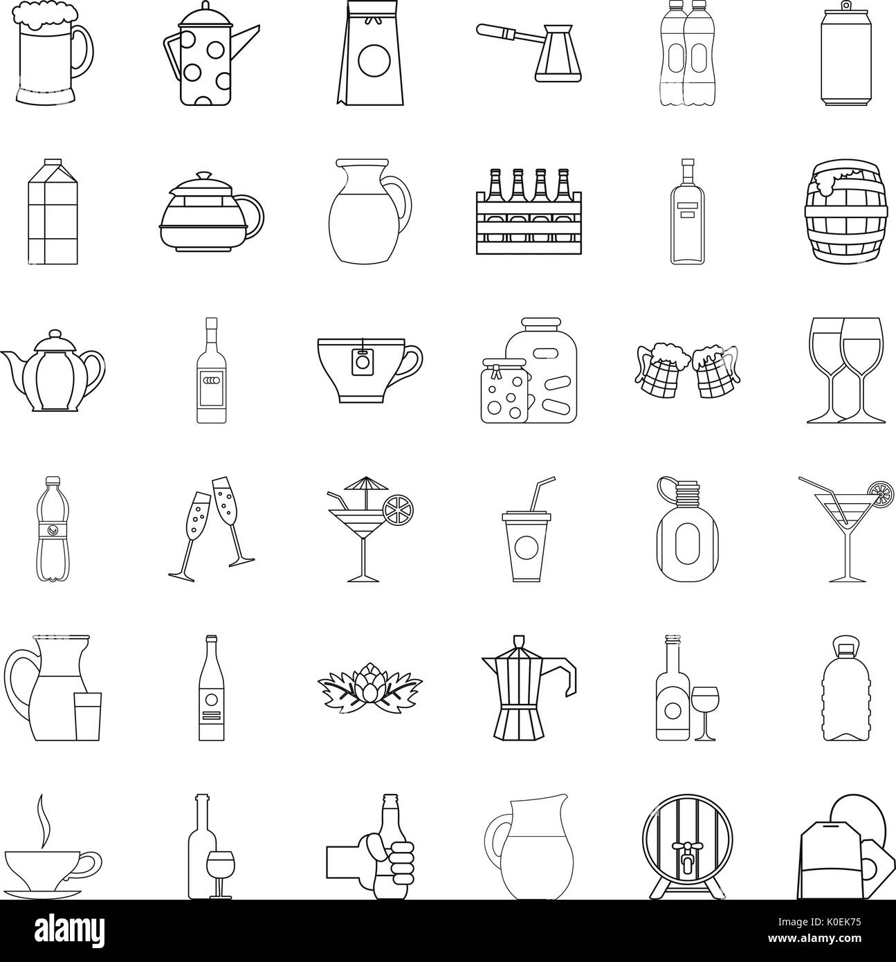 Bottle icons set, outline style Stock Vector Image & Art - Alamy
