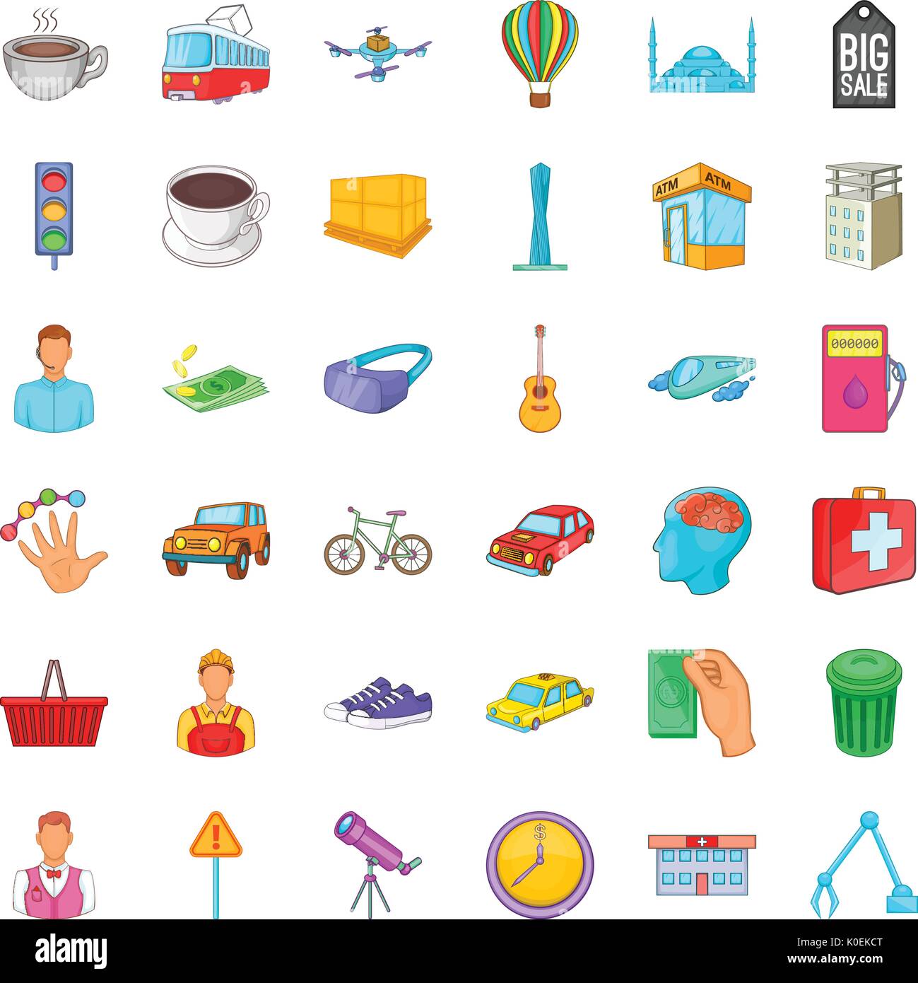 Big city icons set, cartoon style Stock Vector Image & Art - Alamy