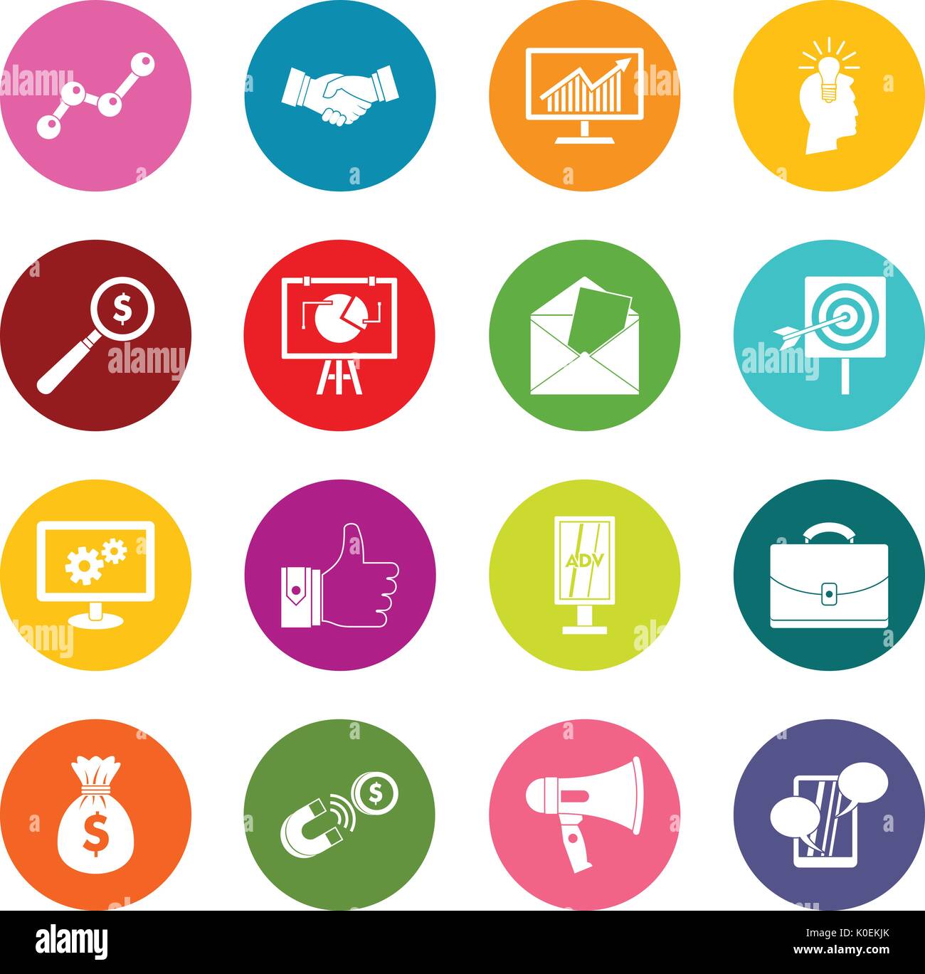 Marketing items icons many colors set Stock Vector Image & Art - Alamy