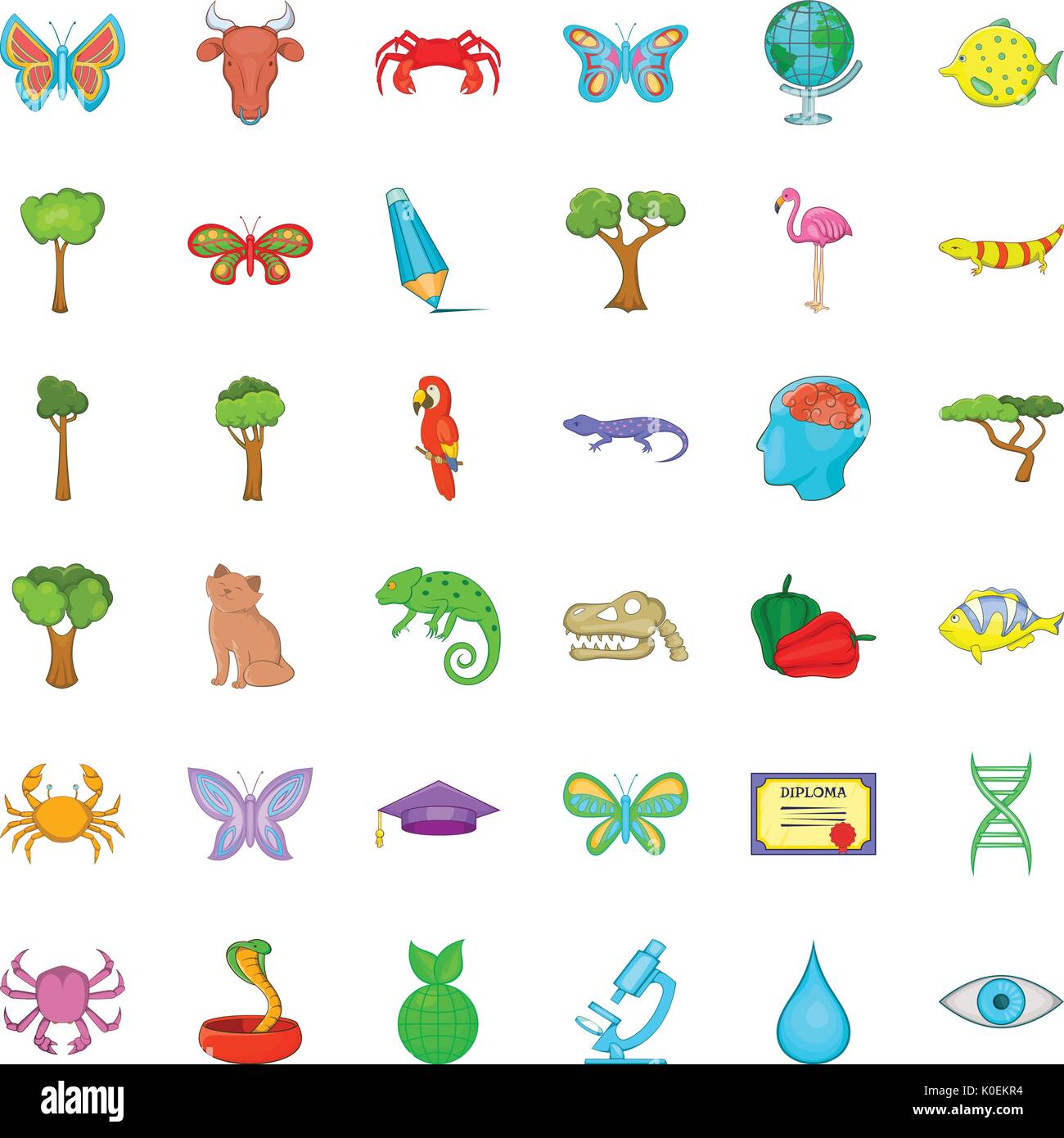 Biology icons set, cartoon style Stock Vector Image & Art - Alamy