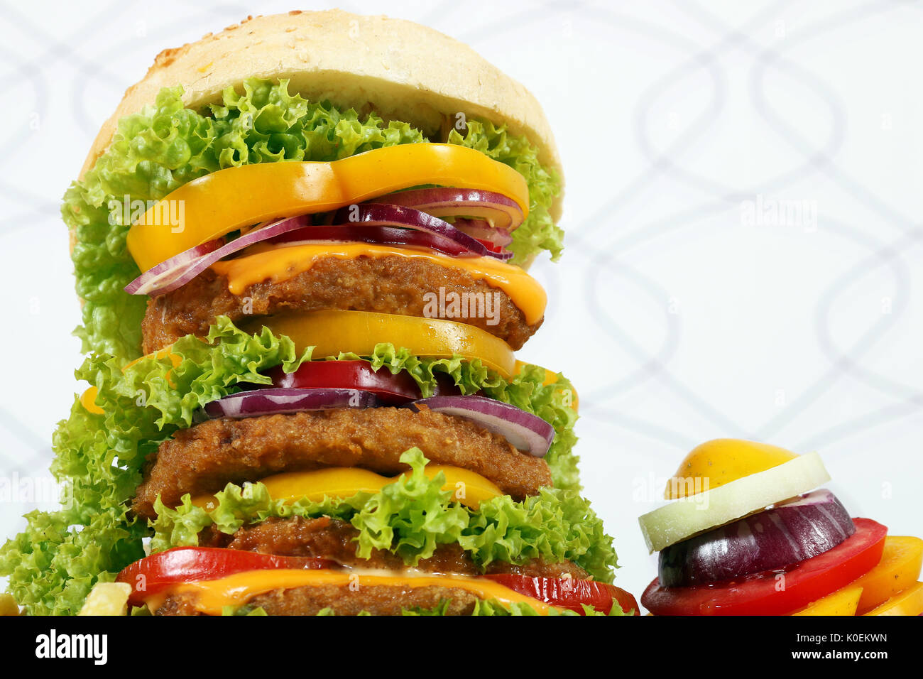 big hamburger closeup food background Stock Photo - Alamy