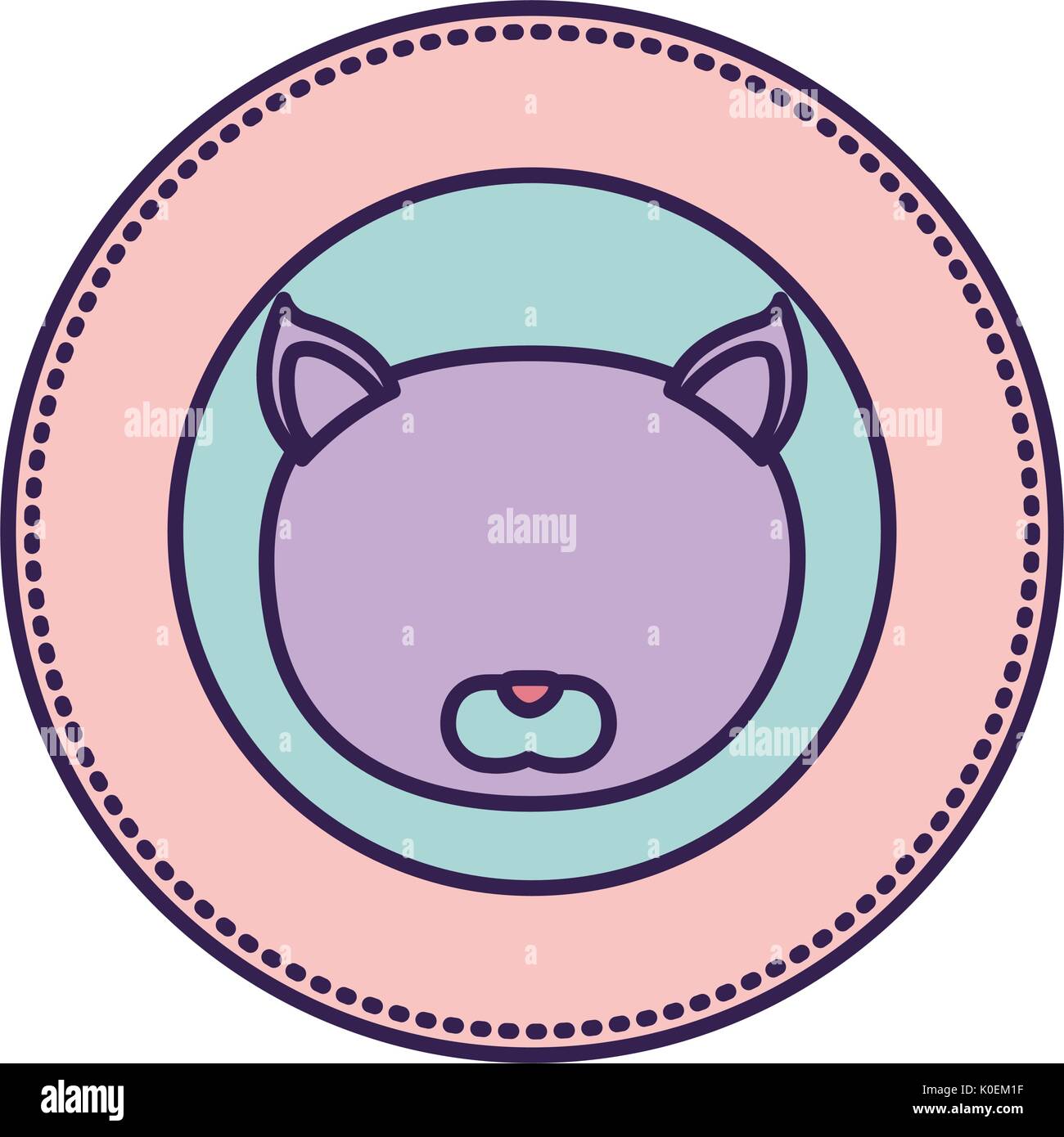 white background with color circular frame decorative and faceless cat ...