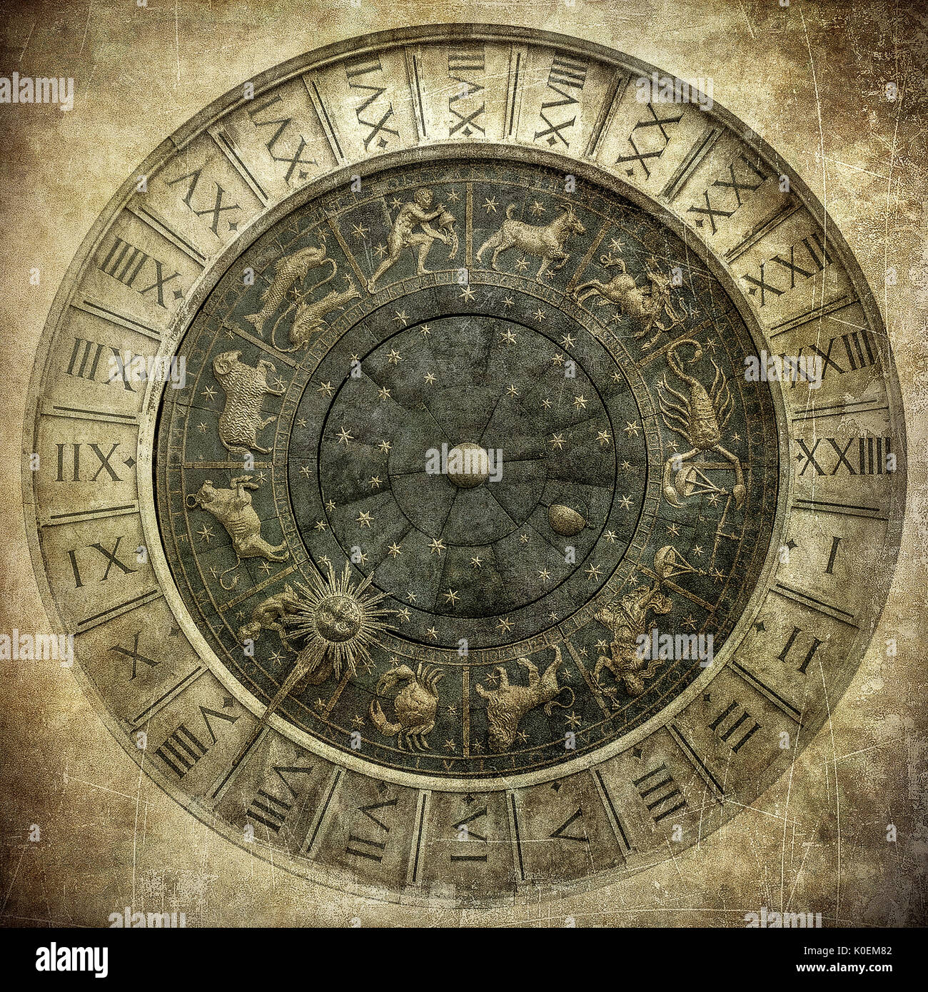 Vintage image of Venetian clock Stock Photo - Alamy