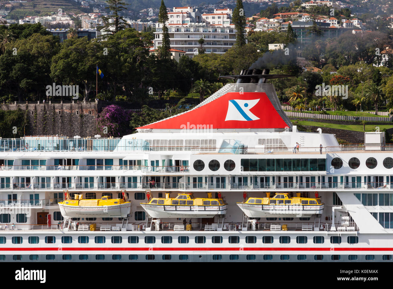 A close up image of Fred Olsen cruise ship, Balmoral, moored on the ...