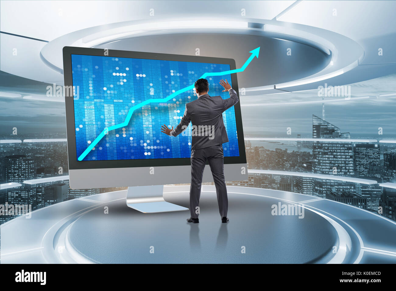 Businessman in economic forecasting concept with charts Stock Photo - Alamy