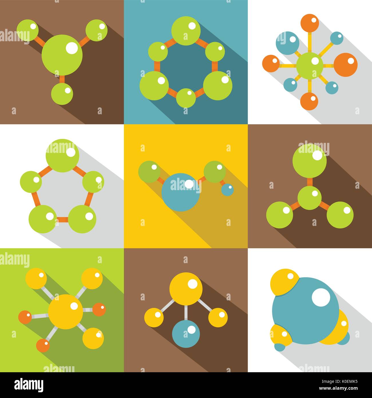 Different molecule icons set, flat style Stock Vector Image & Art - Alamy