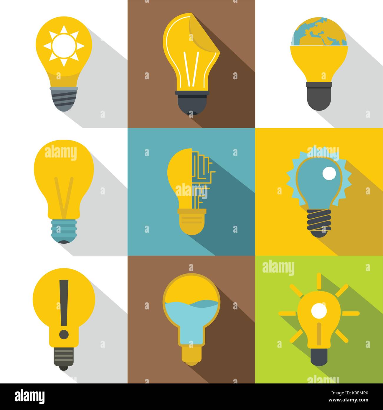 Light bulb icons set, flat style Stock Vector Image & Art - Alamy