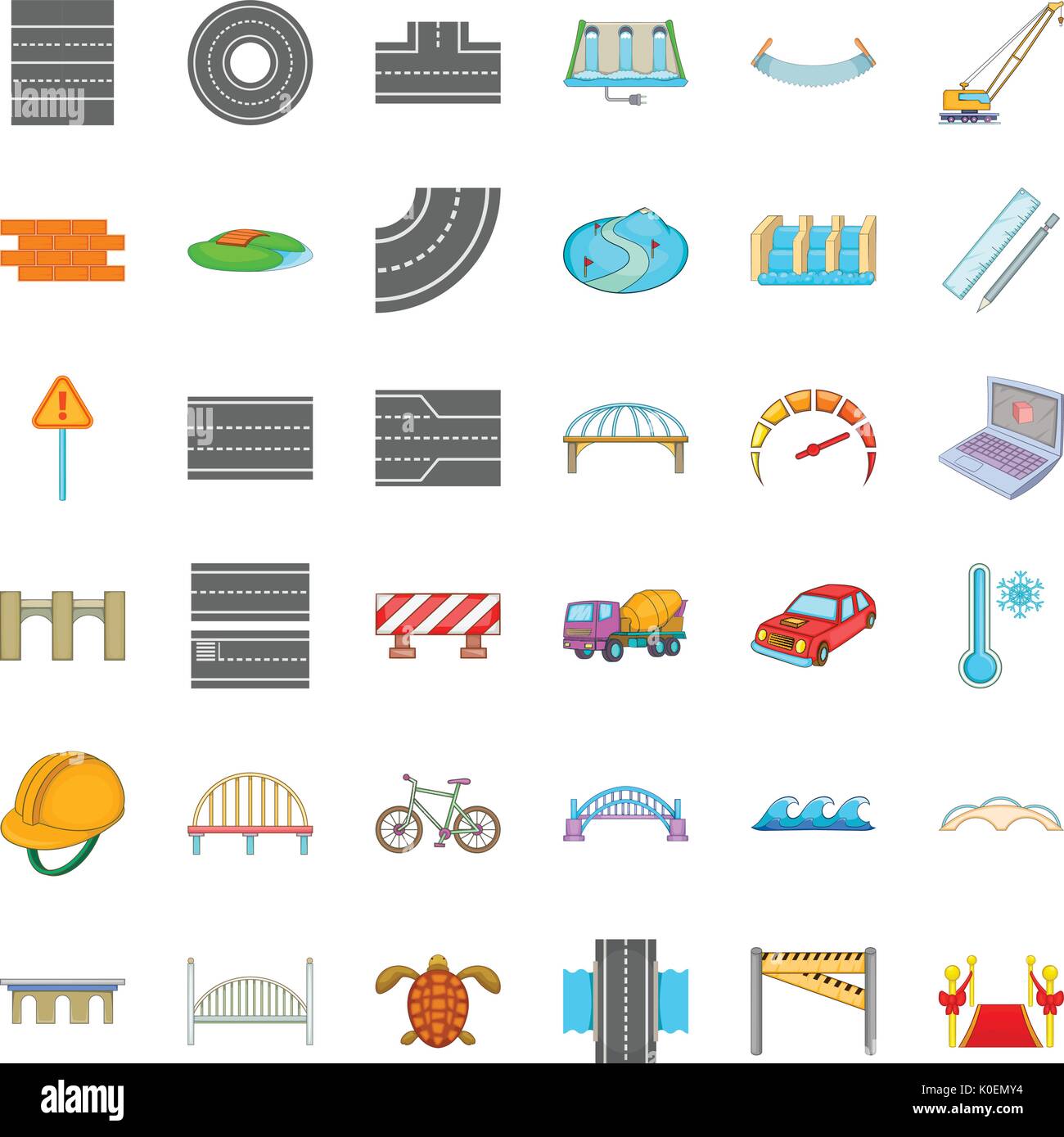 Road icons set, cartoon style Stock Vector Image & Art - Alamy