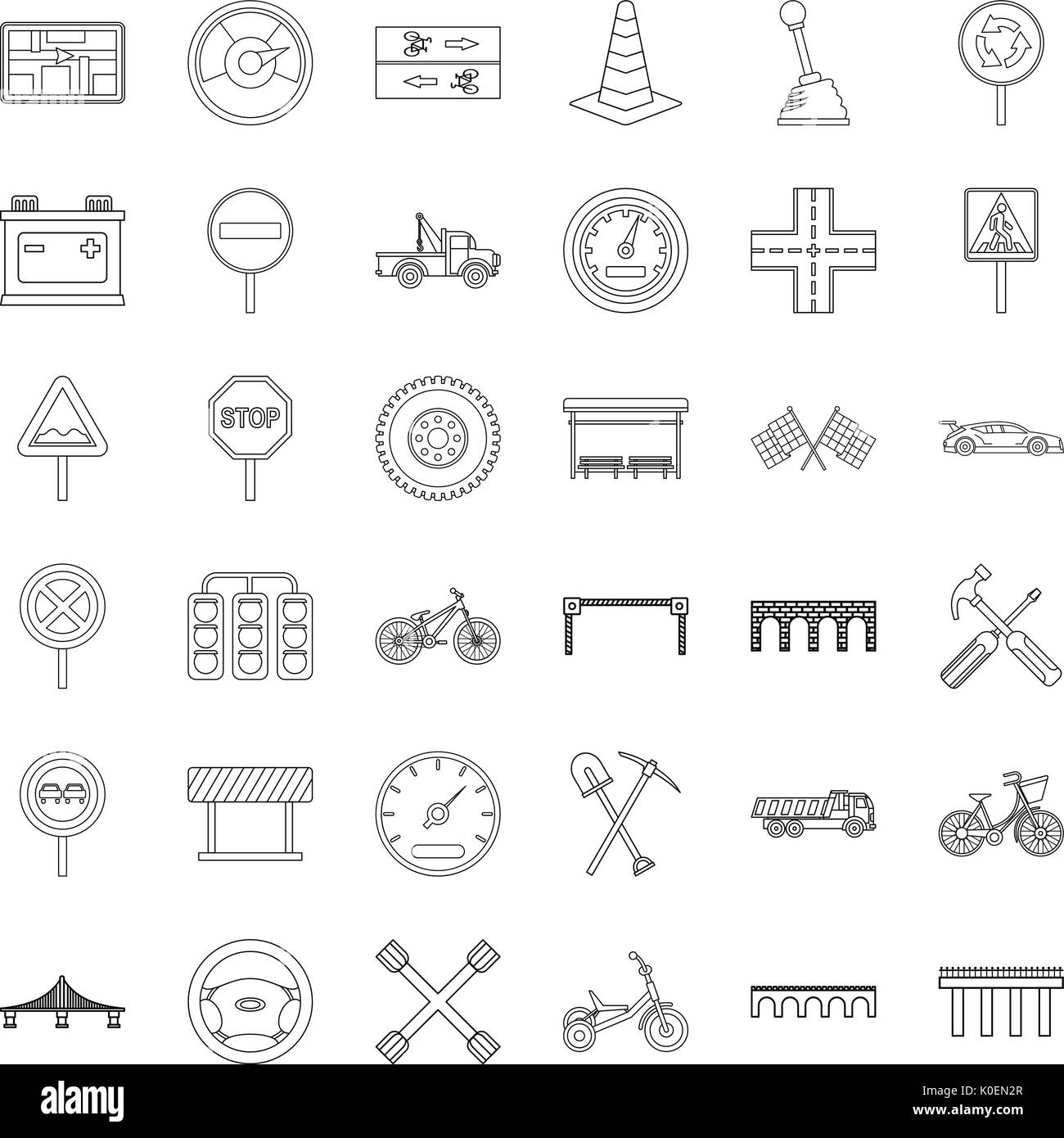 Road icons set, outline style Stock Vector Image & Art - Alamy