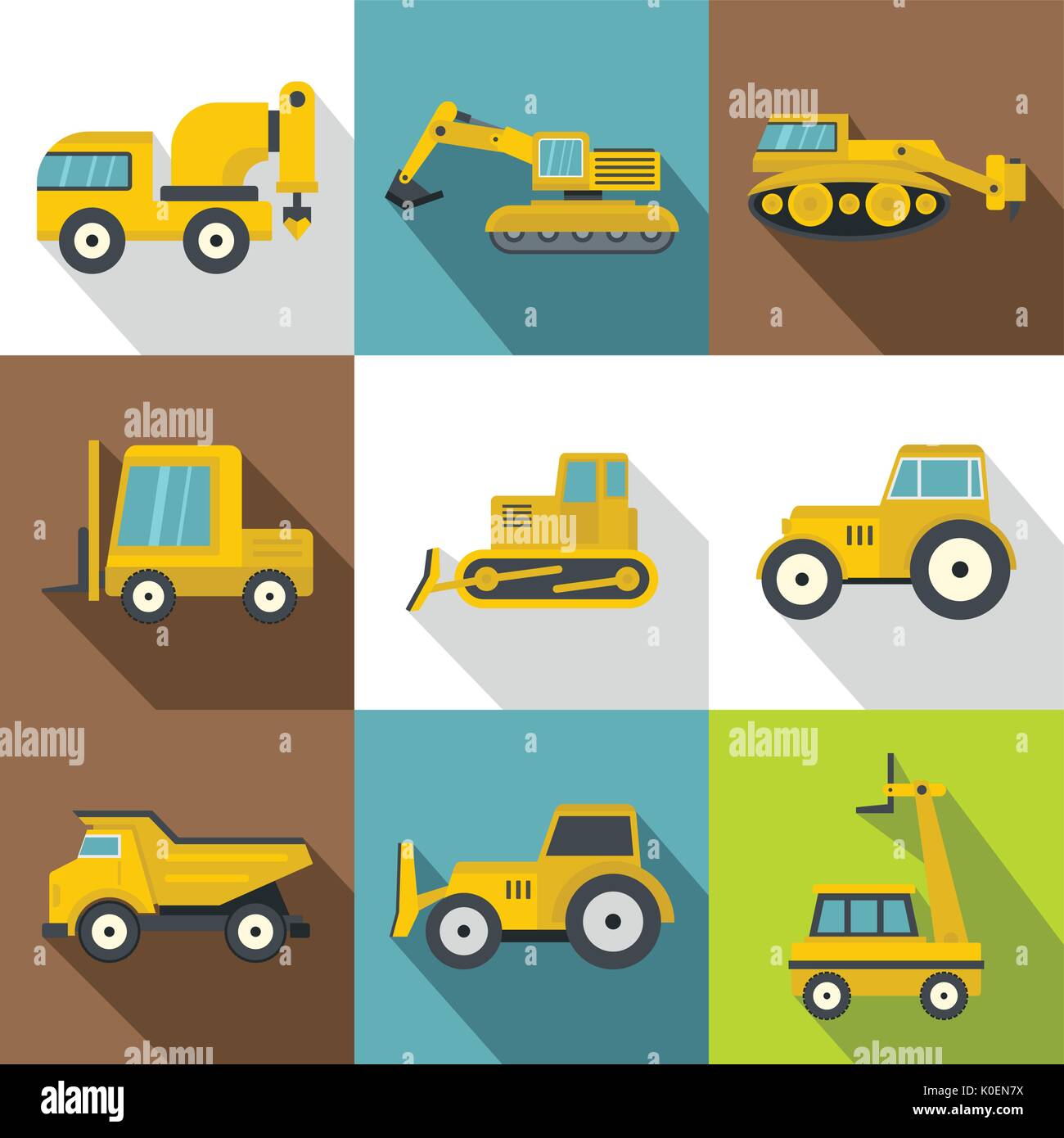 Different construction machinery icons set Stock Vector Image & Art - Alamy