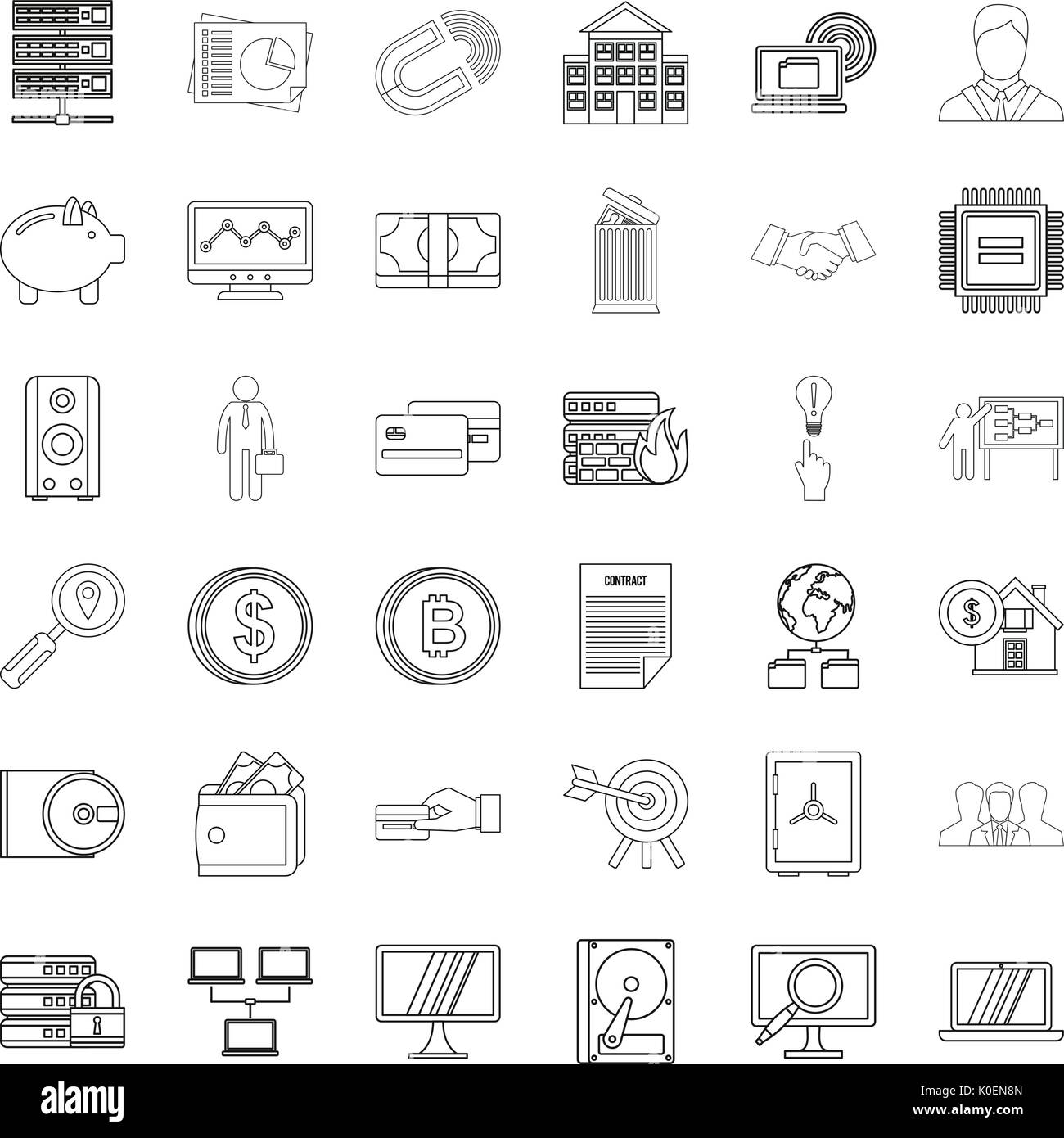 Money icons set, outline style Stock Vector Image & Art - Alamy