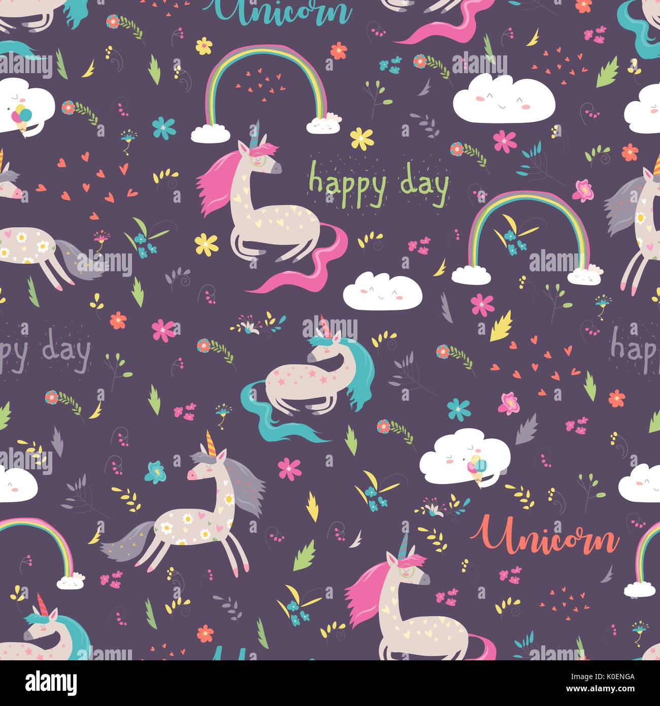 Unicorn seamless pattern hi-res stock photography and images - Alamy