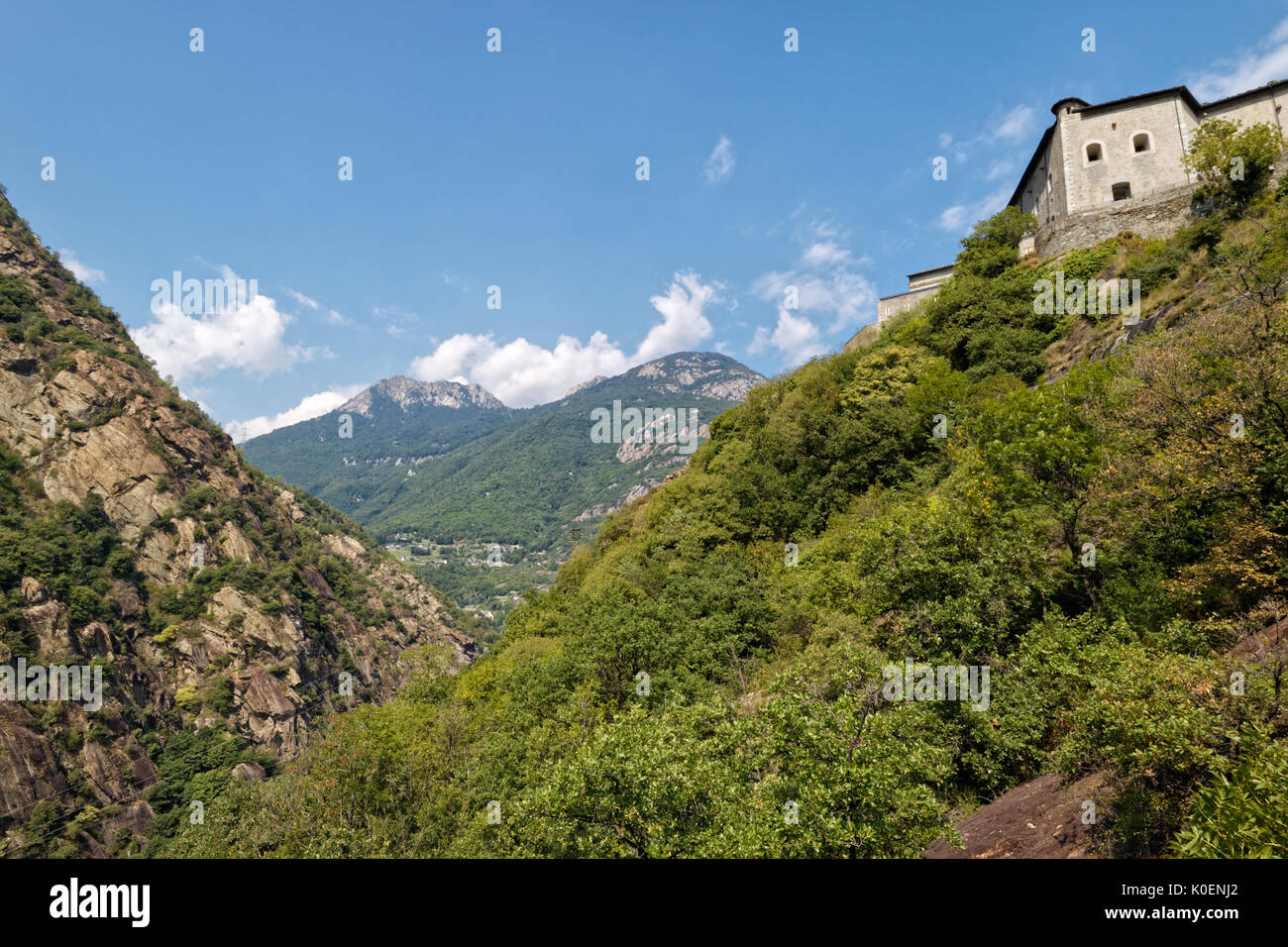 Fort Bard, Valle d'Aosta, Italy - August 18, 2017: Historic military ...