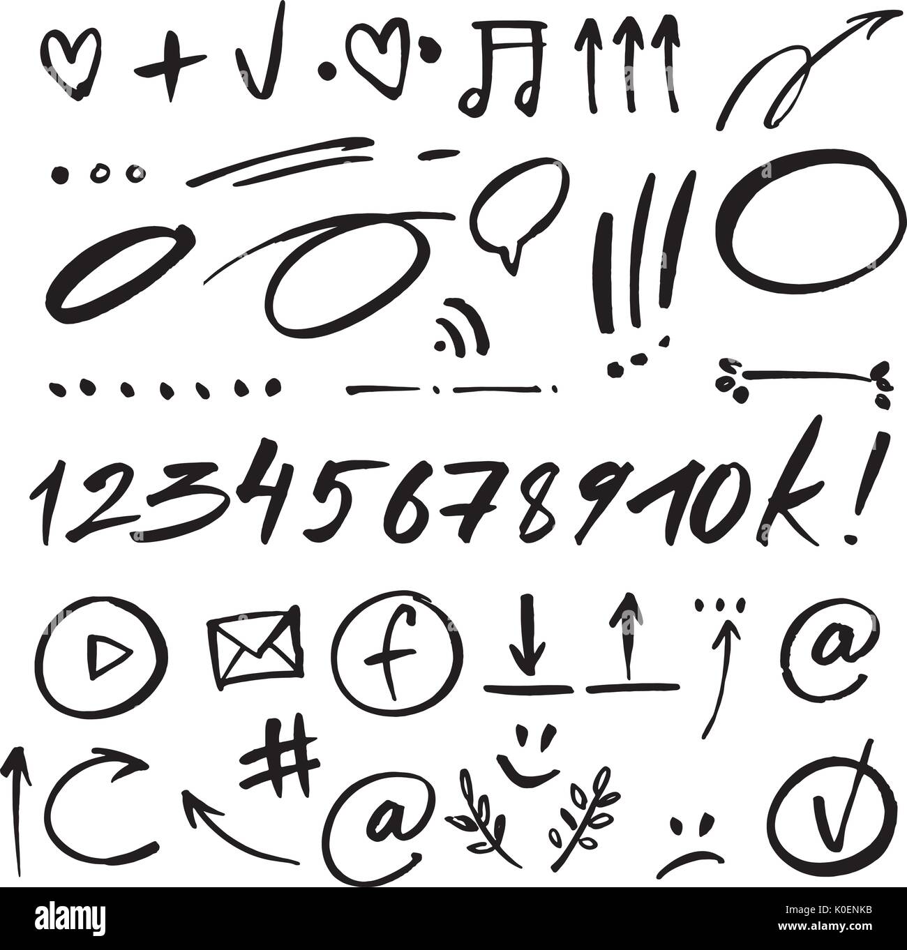 Hand drawn signs and numbers for social networks. Sale in the store and ...