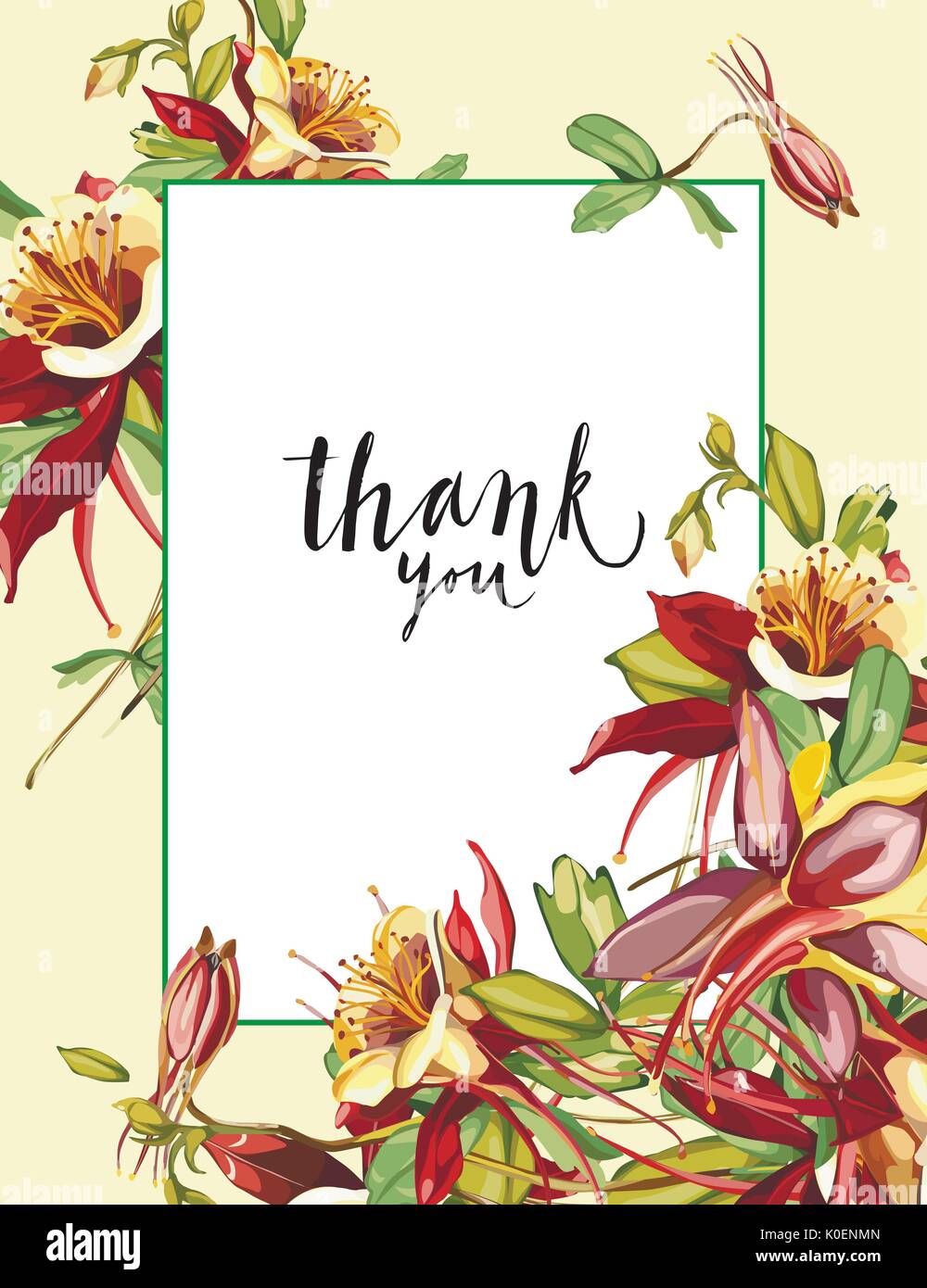 Floral frame with red flowers on light background. Greeting card design ...