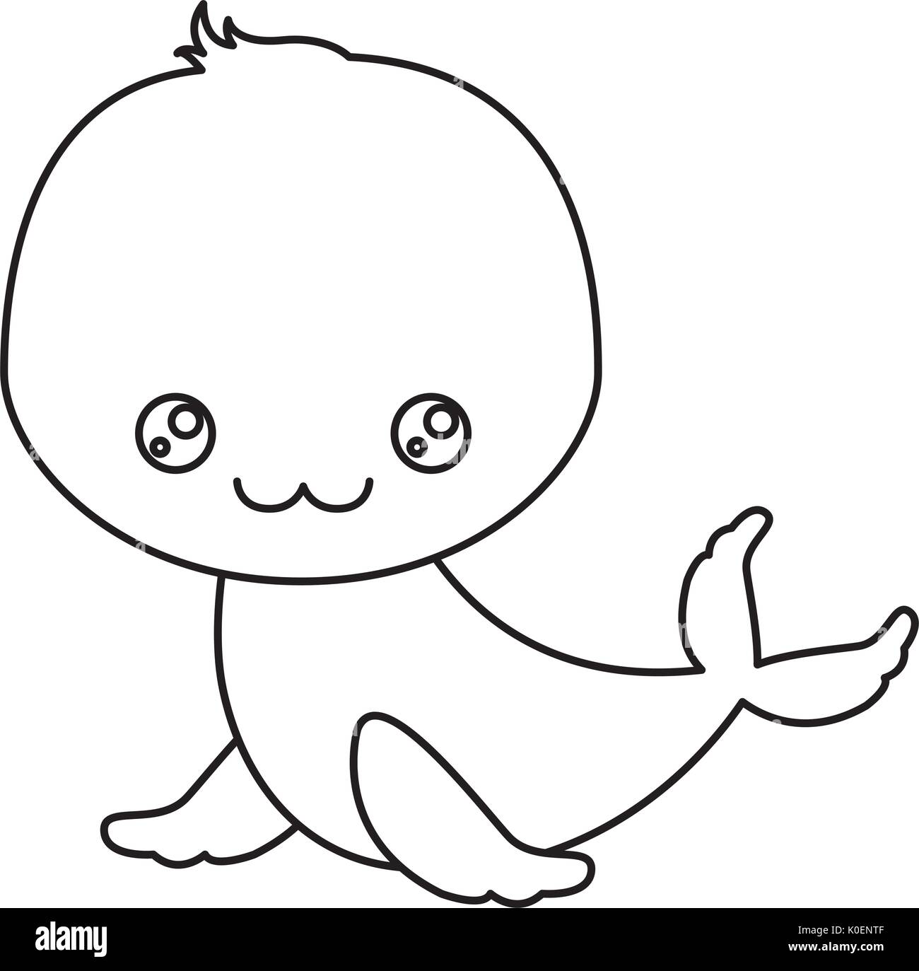 Cartoon happy seal Black and White Stock Photos & Images - Alamy
