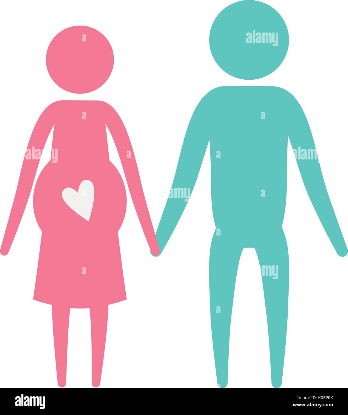 color silhouette pictogram woman pregnancy and man holding hands Stock ...