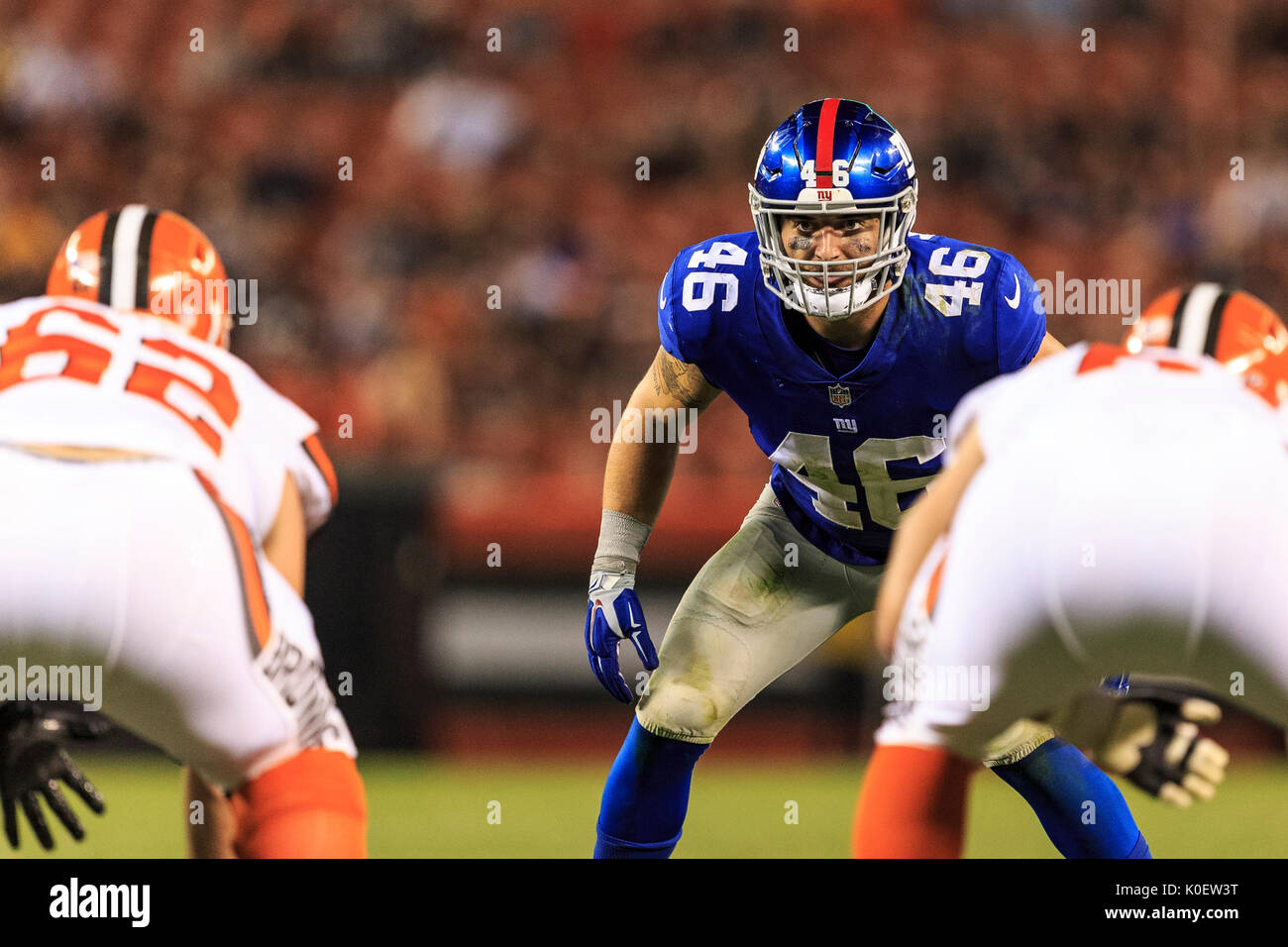 August 21, 2017: New York Giants linebacker Calvin Munson (46) during ...