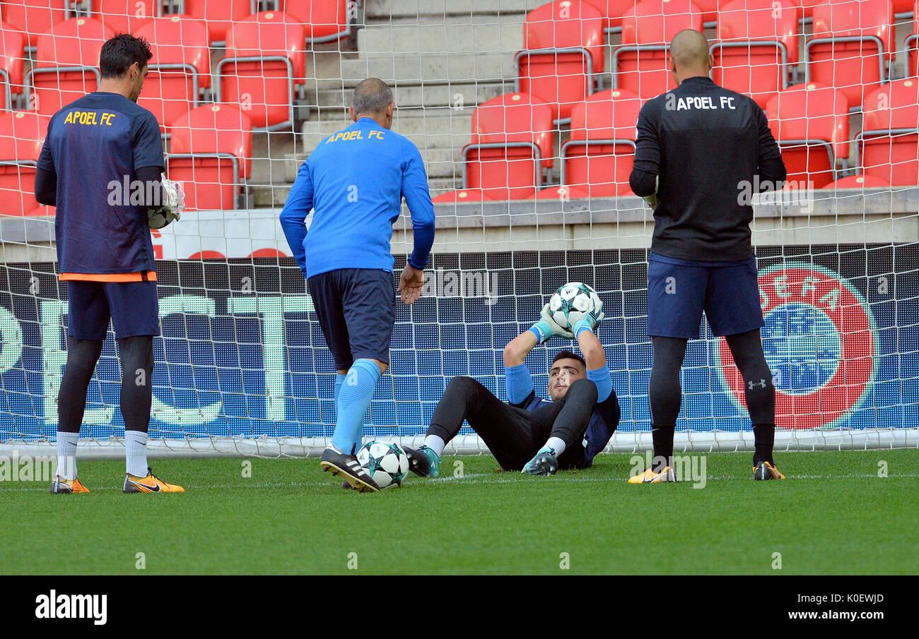 Prague, Czech Republic. 22nd Aug, 2017. Soccer players of APOEL in ...
