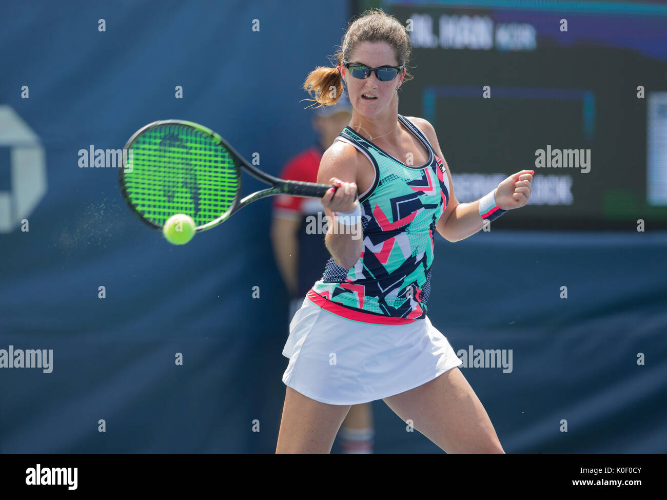 New York, USA. 22nd Aug, 2017. Jamie Loeb of USA returns ball during ...