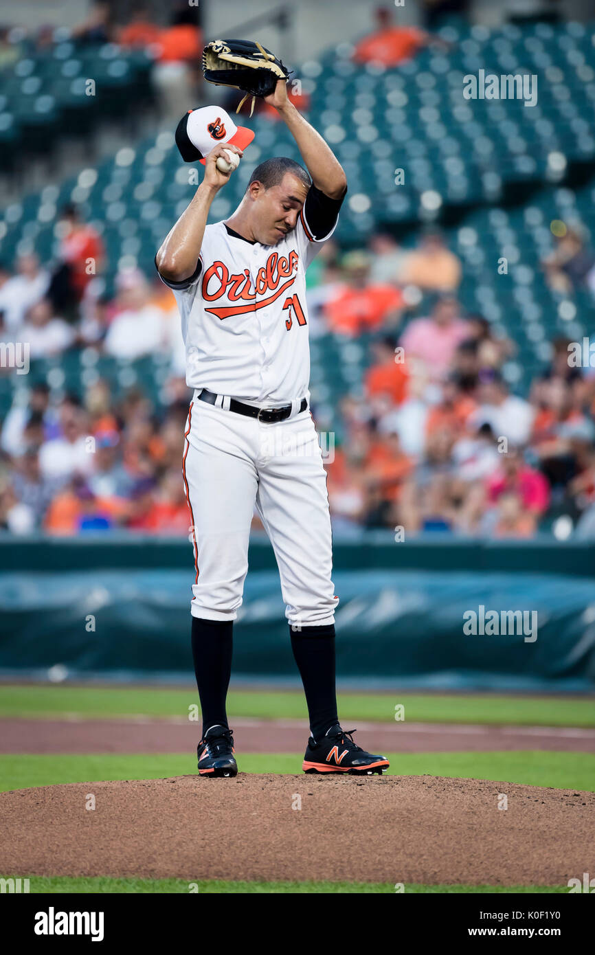 Baltimore, USA. 22nd Aug, 2017. Baltimore Orioles starting pitcher ...