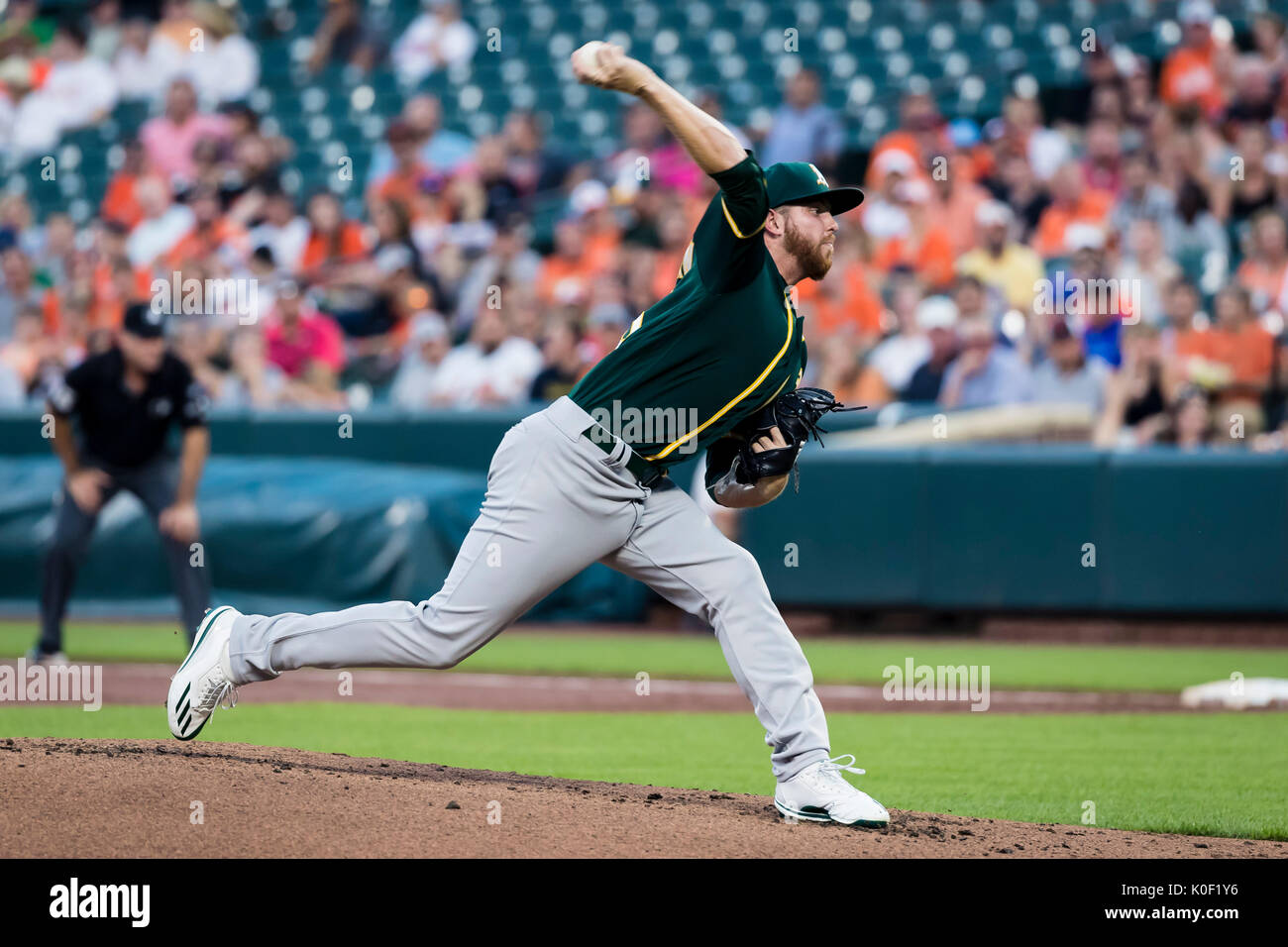 Baltimore, USA. 22nd Aug, 2017. Oakland Athletics starting pitcher Paul ...