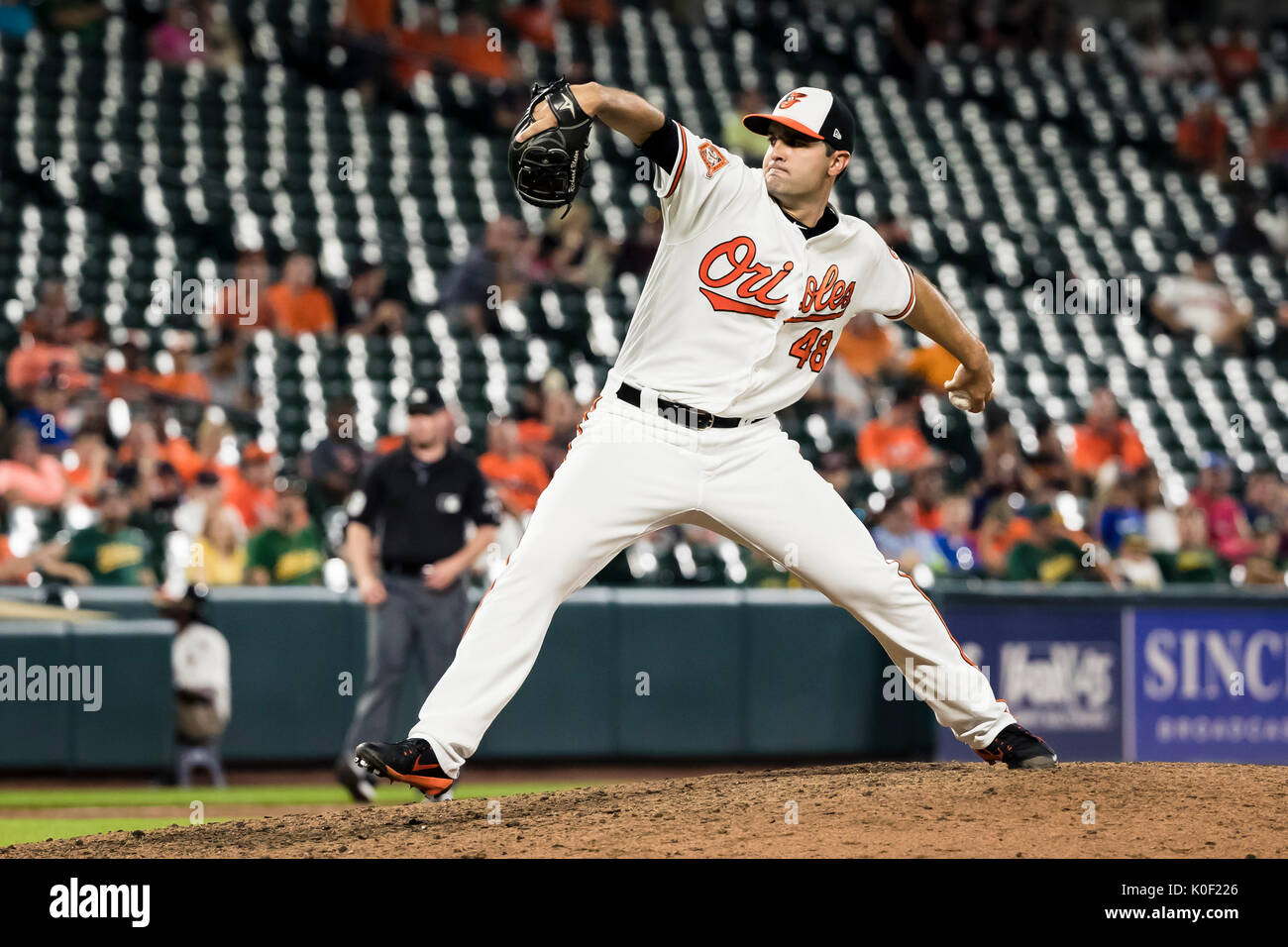 Baltimore, USA. 22nd Aug, 2017. Baltimore Orioles relief pitcher ...