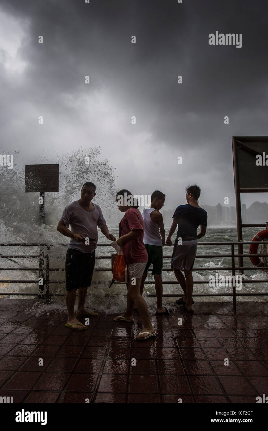Hong Kong. 23rd August, 2017. Scenes in Sai Wan Ho as Typhoon Hato hits ...