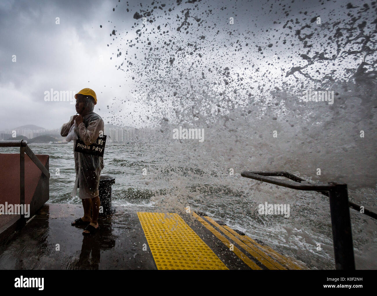 Hong Kong. 23rd August, 2017. Scenes in Sai Wan Ho as Typhoon Hato hits ...