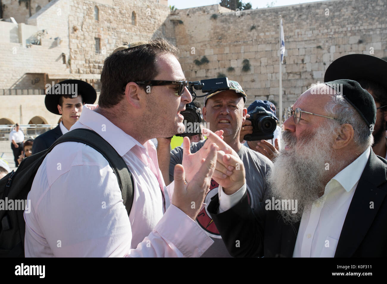 Jerusalem, Israel. 23rd Aug, 2017. Two religious men arguing at the ...