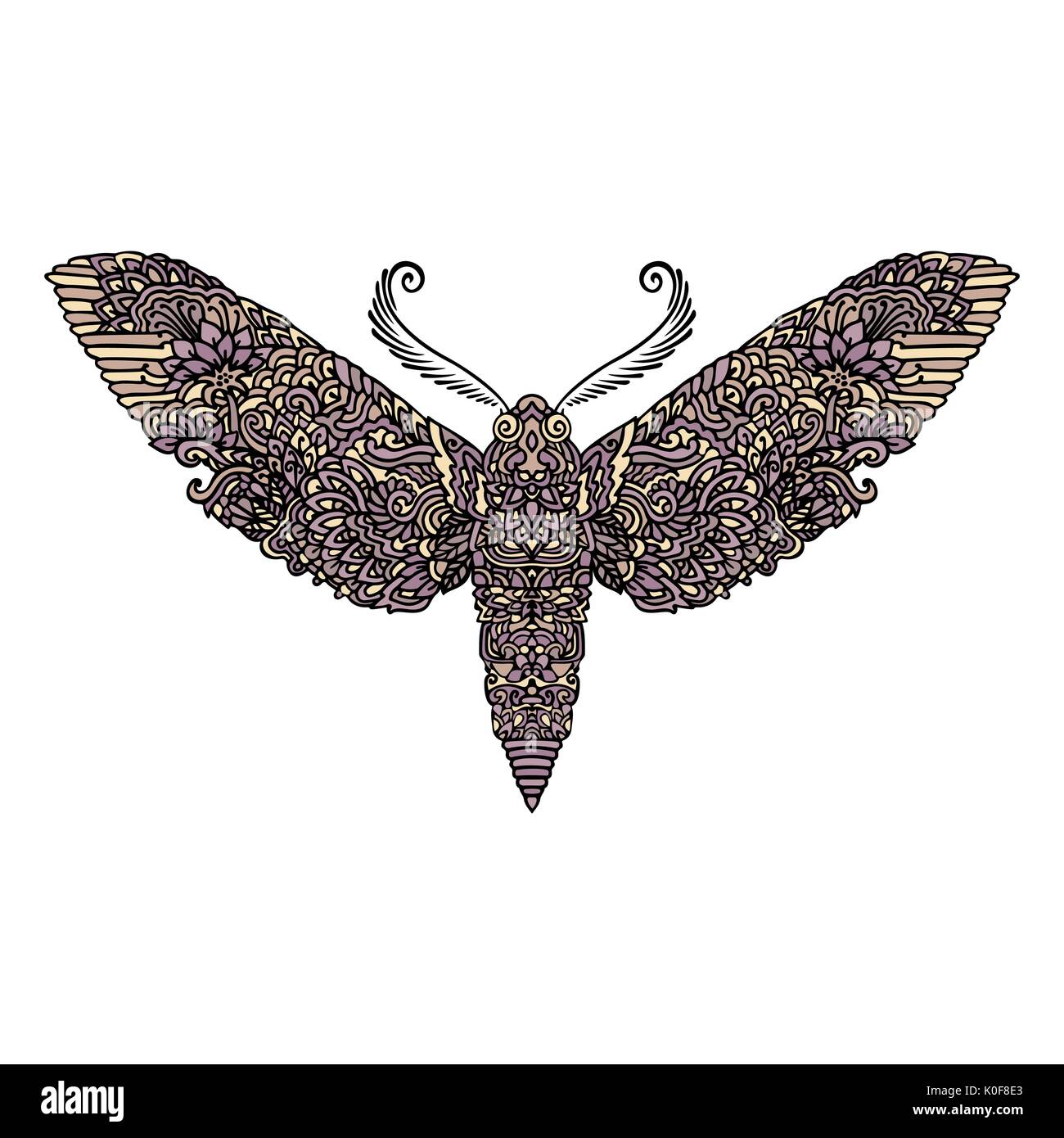 Night Butterfly Vector Illustration Anti Stress Coloring Zentangle