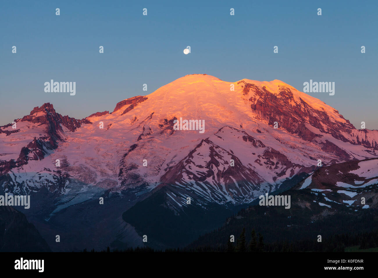 Mount rainier under a sparkling full moon hi-res stock photography and ...
