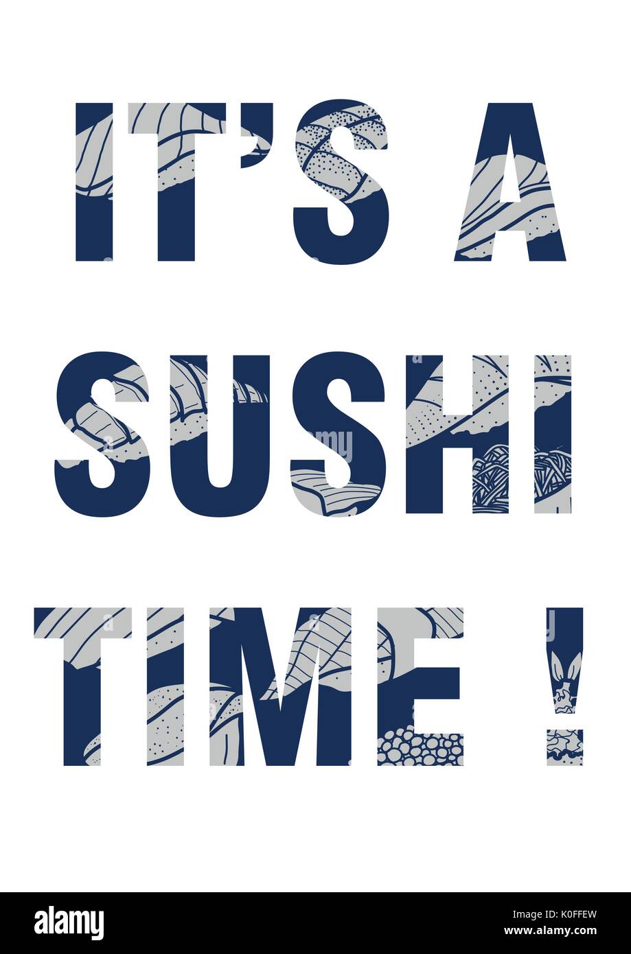 Sushi advertisement poster. Cute Japanese food illustration in light ...