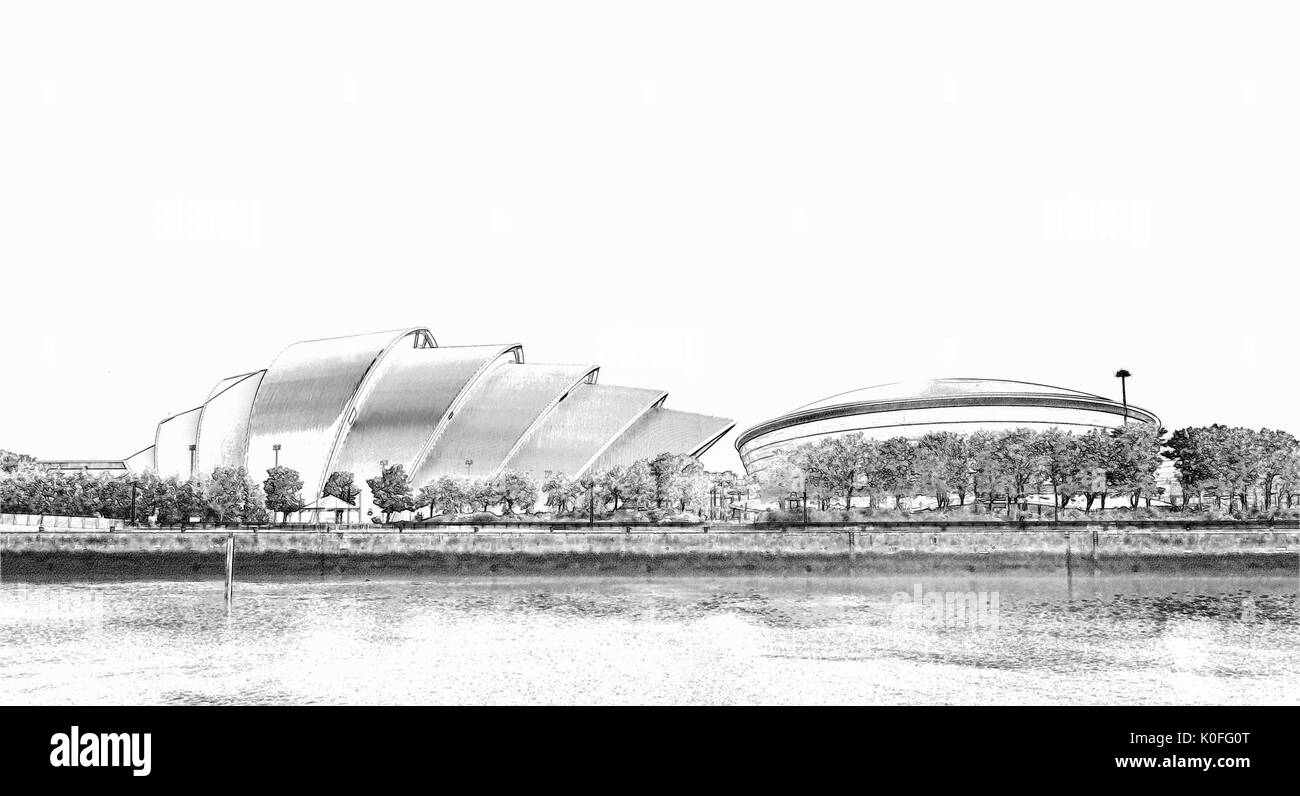Pencil sketch of the SEC Armadillo and the SSE Hydro, part of the ...