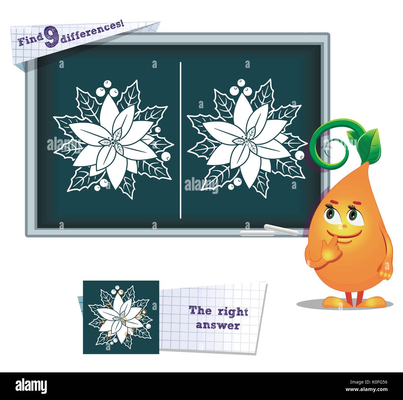 visual game for children and adults. Task to find 9 differences in the ...