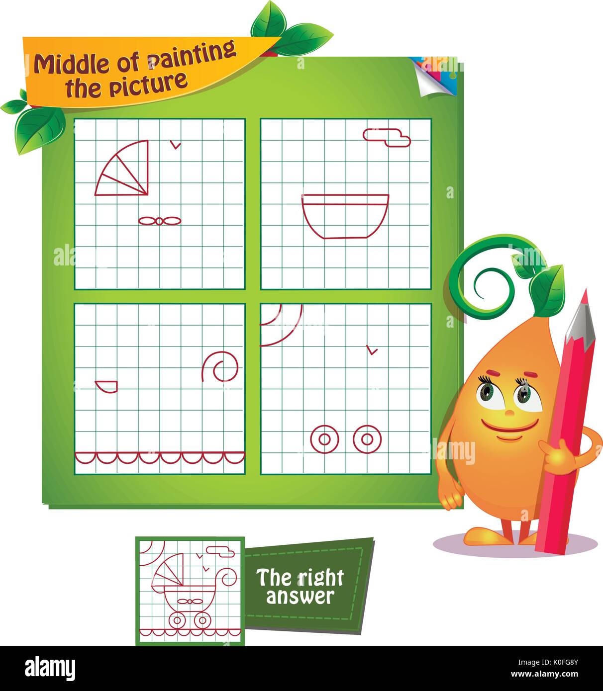 visual game for children. middle of painting the picture Stock Vector ...