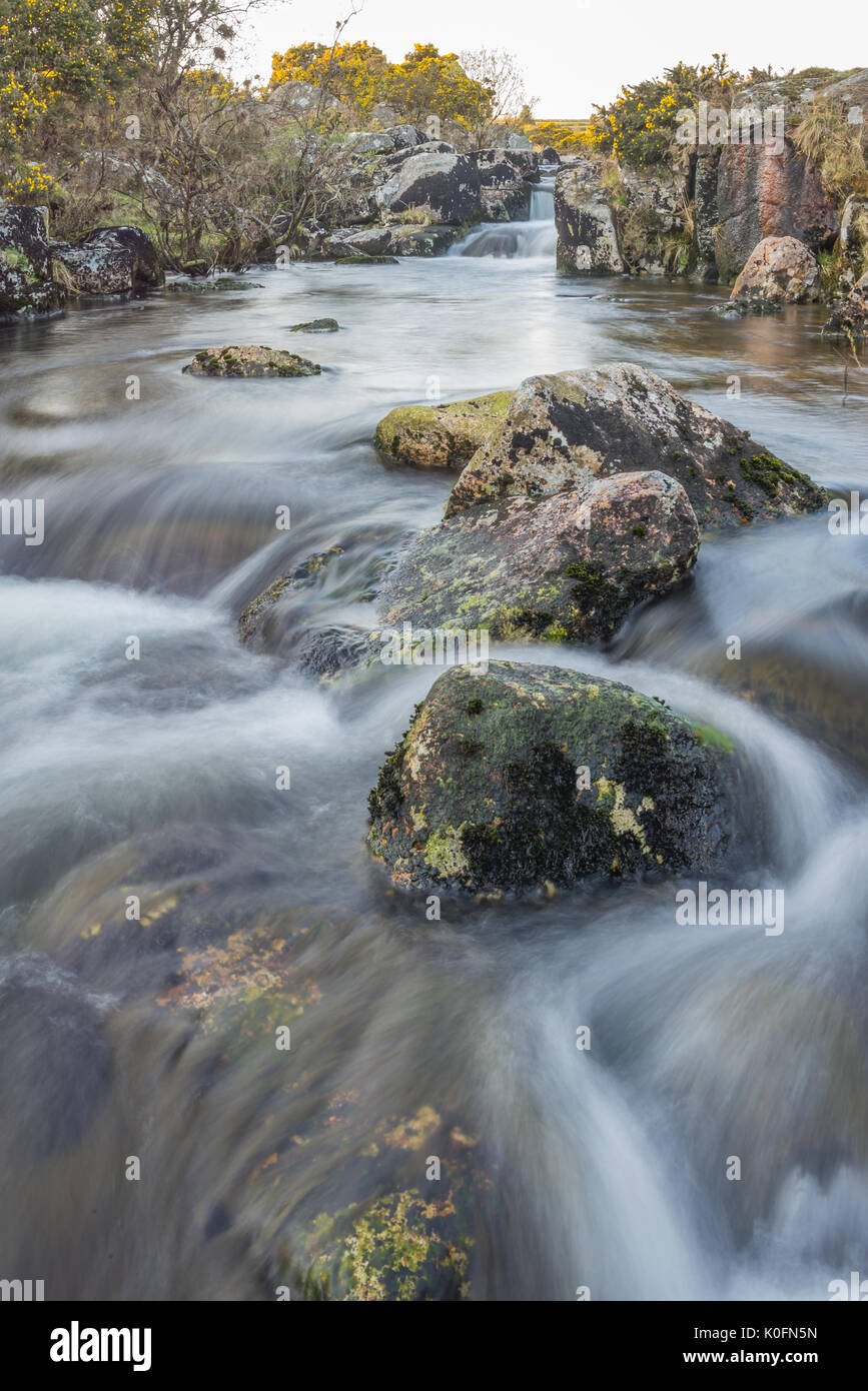 Long exposure of stream on Dartmoor National Park, Devon, UK Stock ...